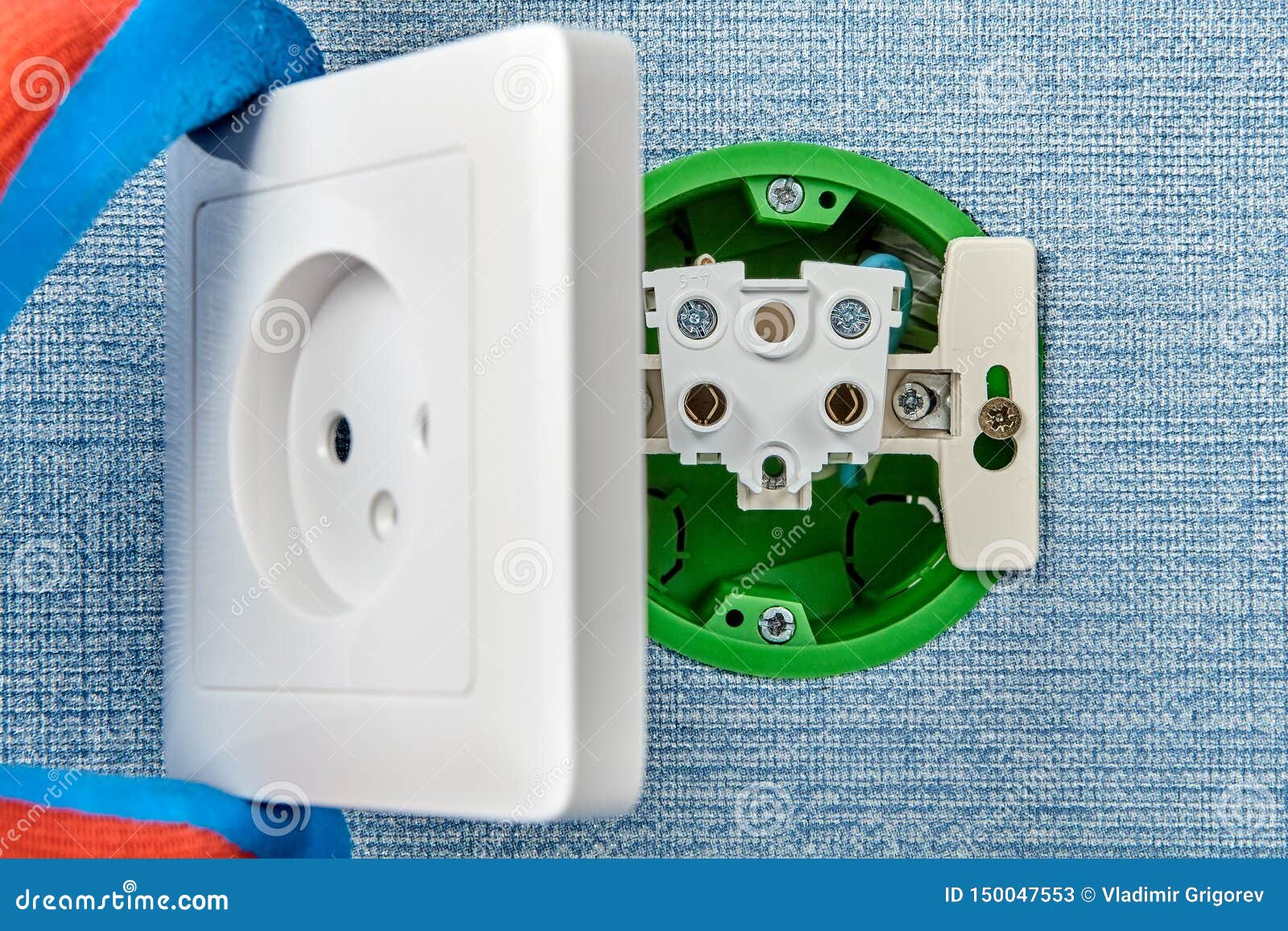 Exposed Power Outlet during Installation Stock Image - Image of indoor ...