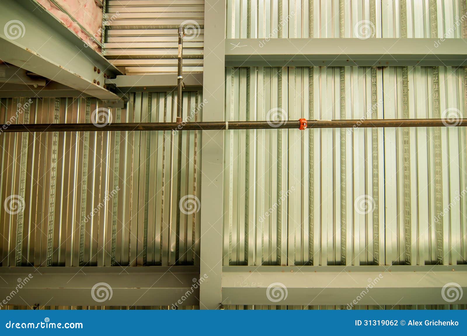 Exposed Underside of Steel Floor or Roof Deck with Utilities and Stock ...