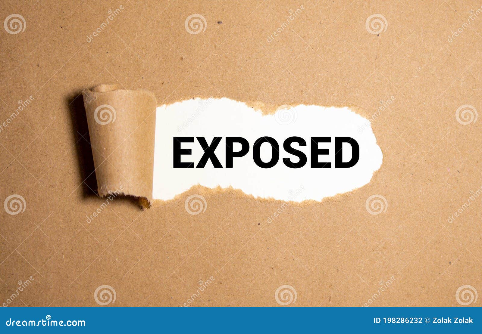 EXPOSED Word Written Under Torn Paper Stock Photo - Image of procedures ...