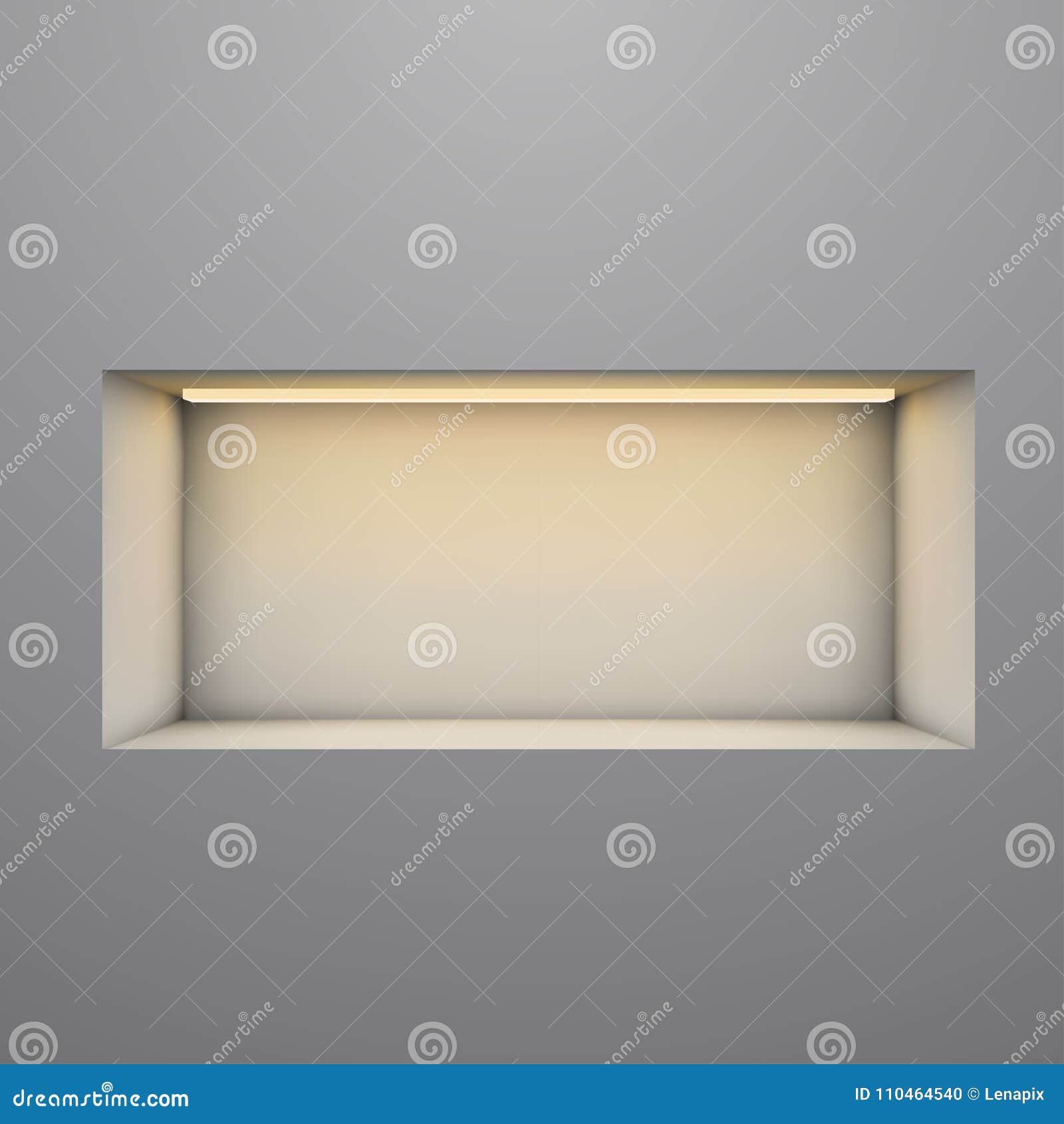 Exposition Shelf Illuminated with Warm Light. Stock Vector ...