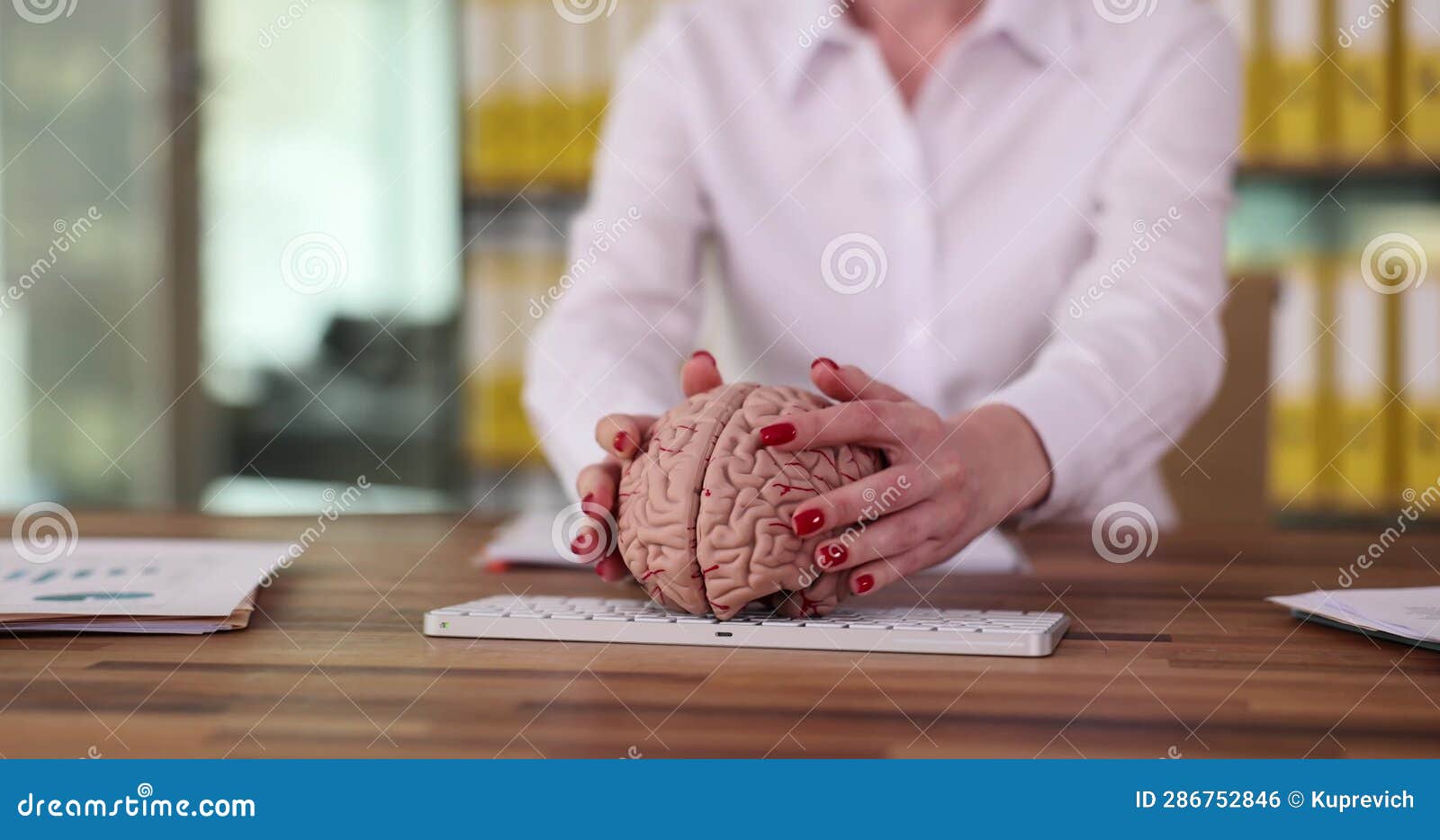Exposure of Creative Human Brain Microchip with Hand Typing on Computer ...