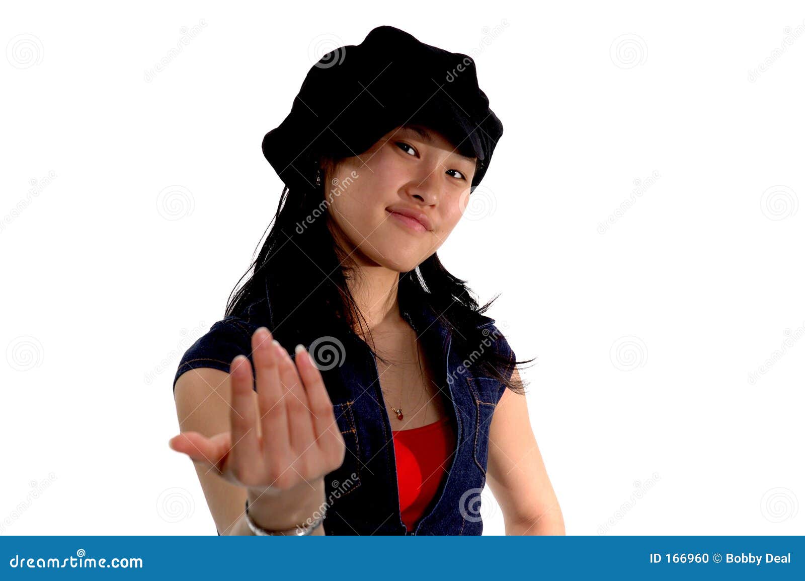 Expresions Beckoning Girl stock photo. Image of cute, looking - 166960