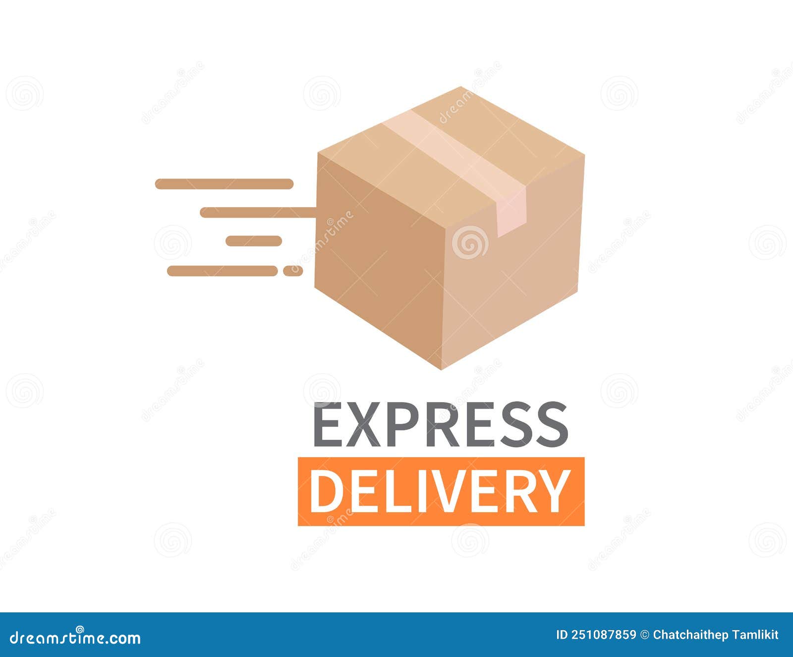 Express Delivery with Carton Packaging Box. Fast Delivery. Flat Vector ...