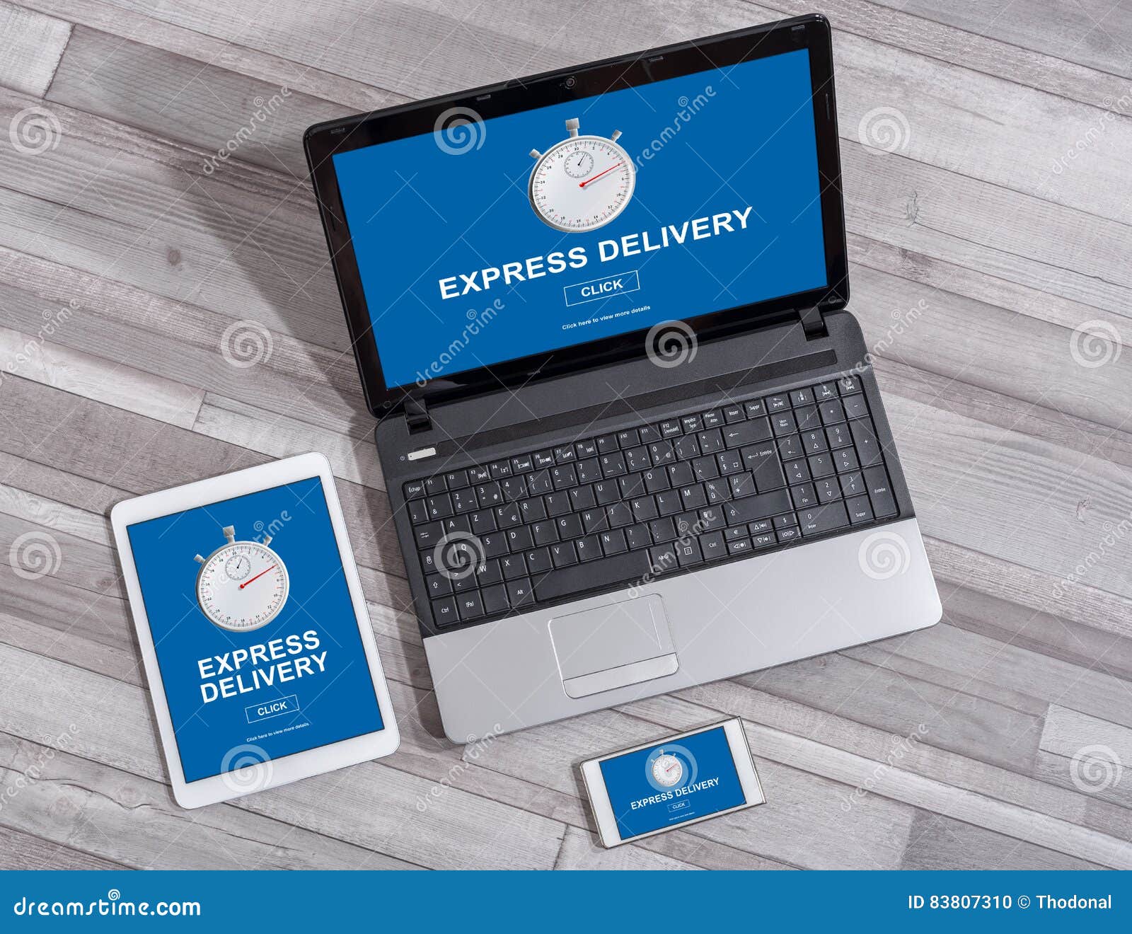 Express Delivery Concept on Different Devices Stock Photo - Image of ...