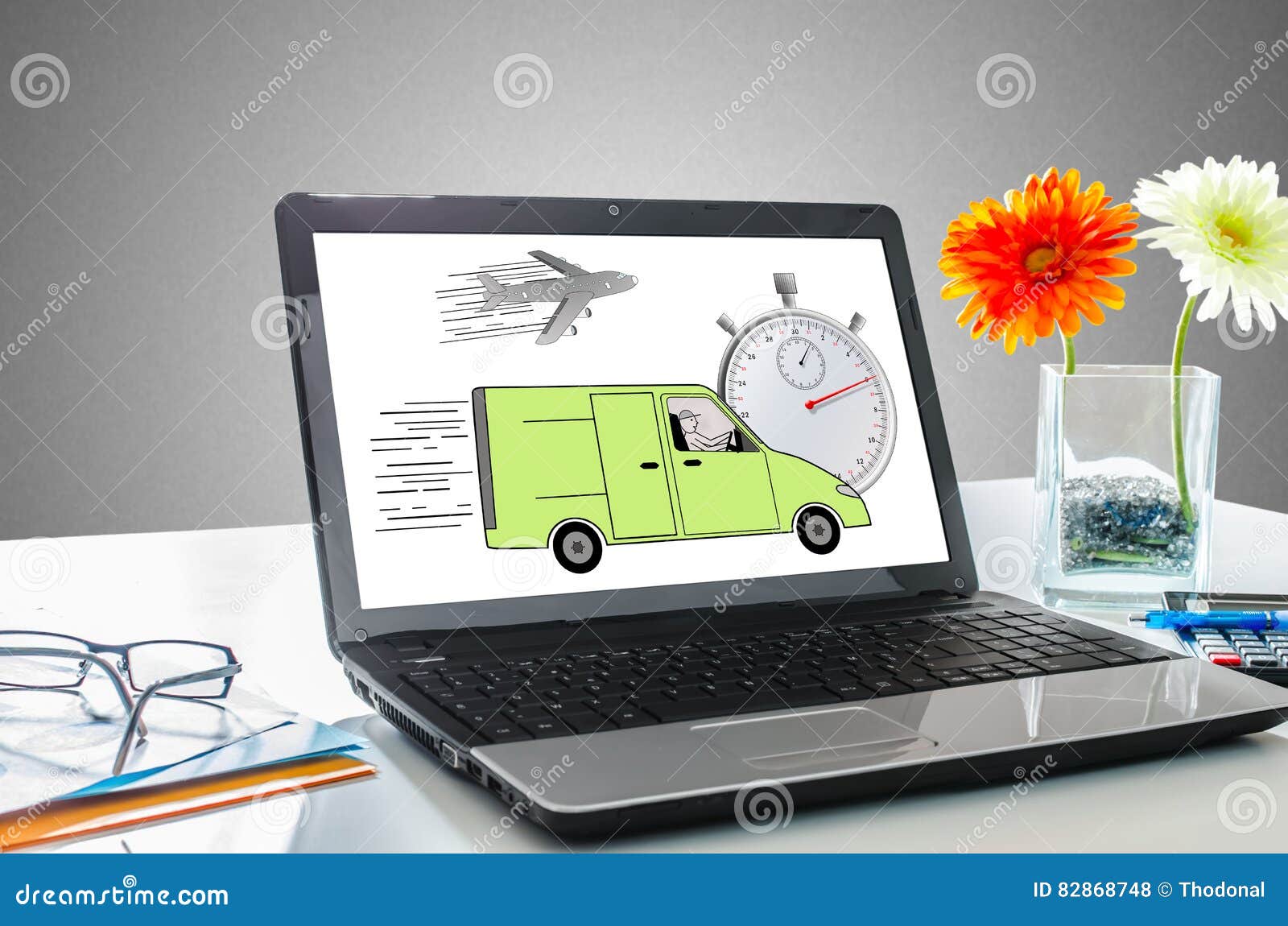 Express Delivery Concept on a Laptop Screen Stock Photo - Image of time ...