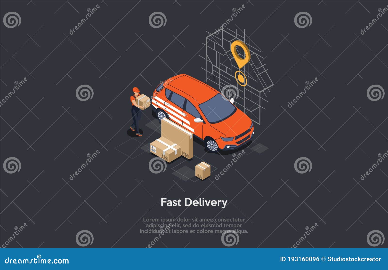 Express Delivery Courier Service Concept. Fast Delivery Service Courier ...