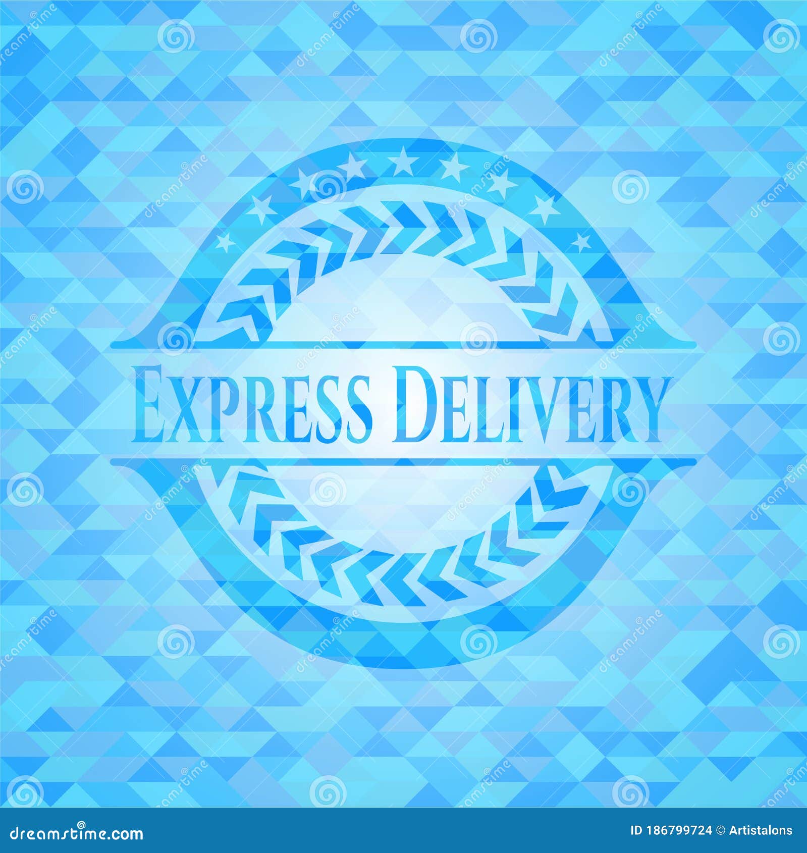 Express Delivery Light Blue Emblem with Mosaic Background Stock Vector ...