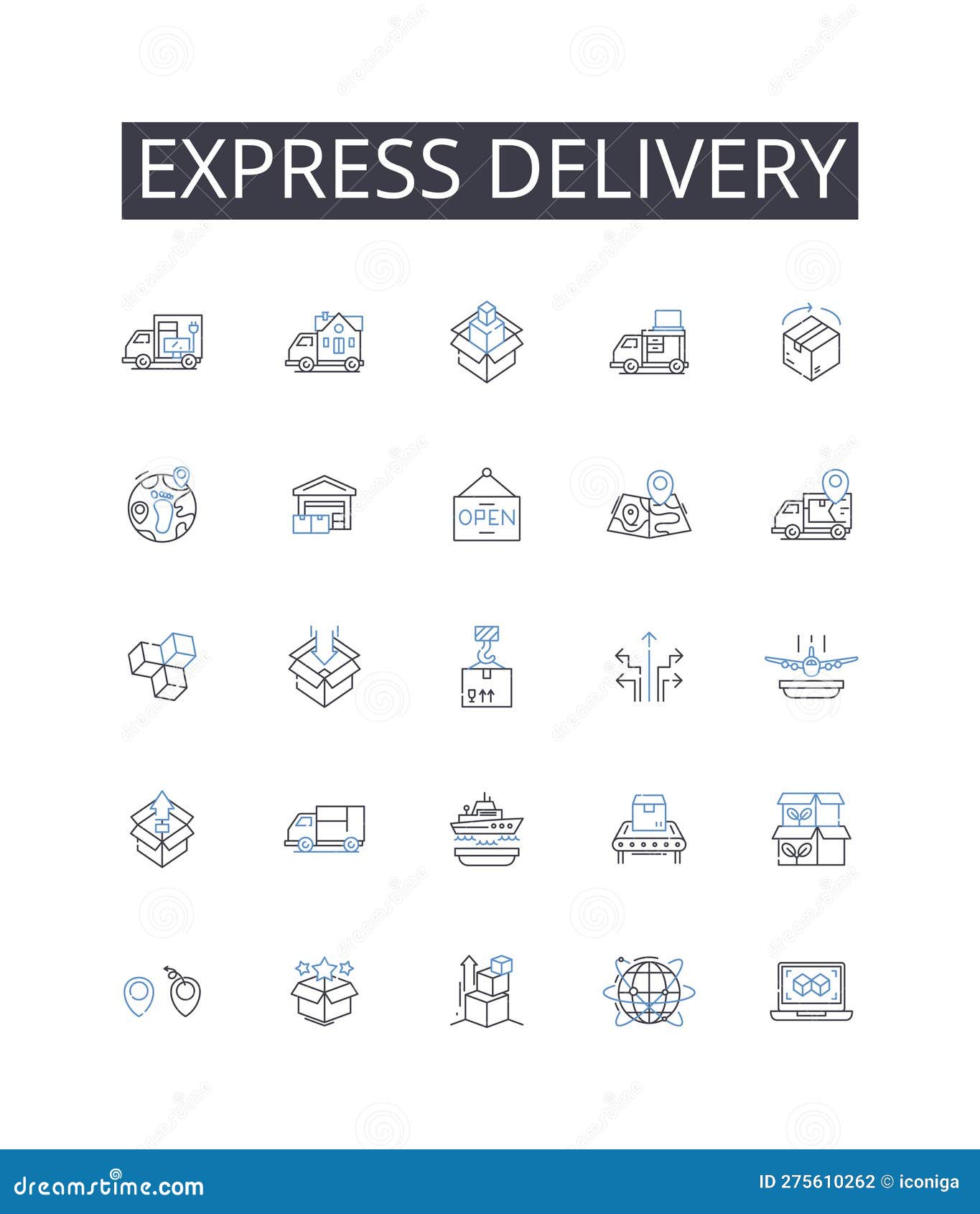 Express Delivery Line Icons Collection. Interaction, Experience ...