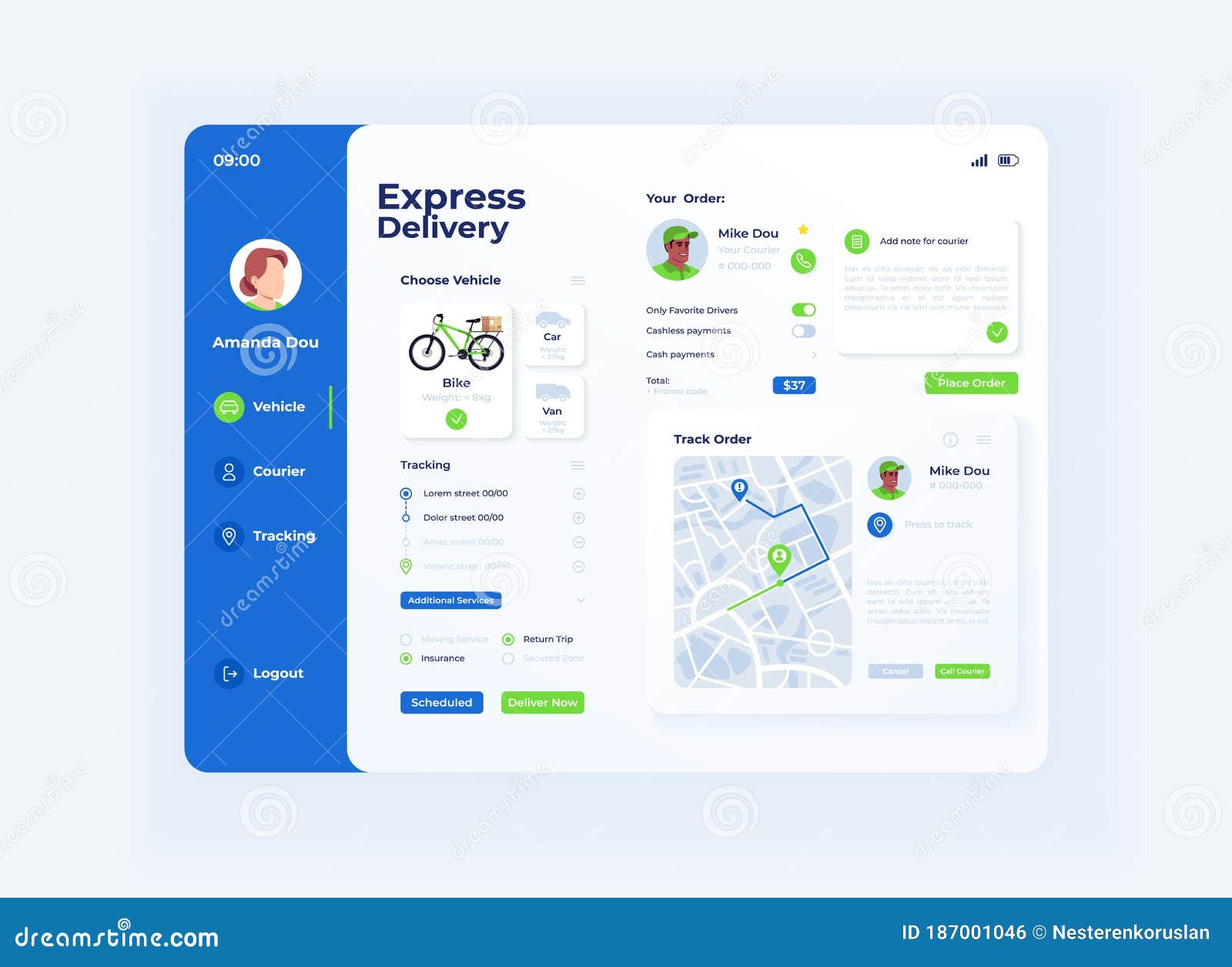 Express Delivery Tablet Interface Vector Template Stock Vector ...