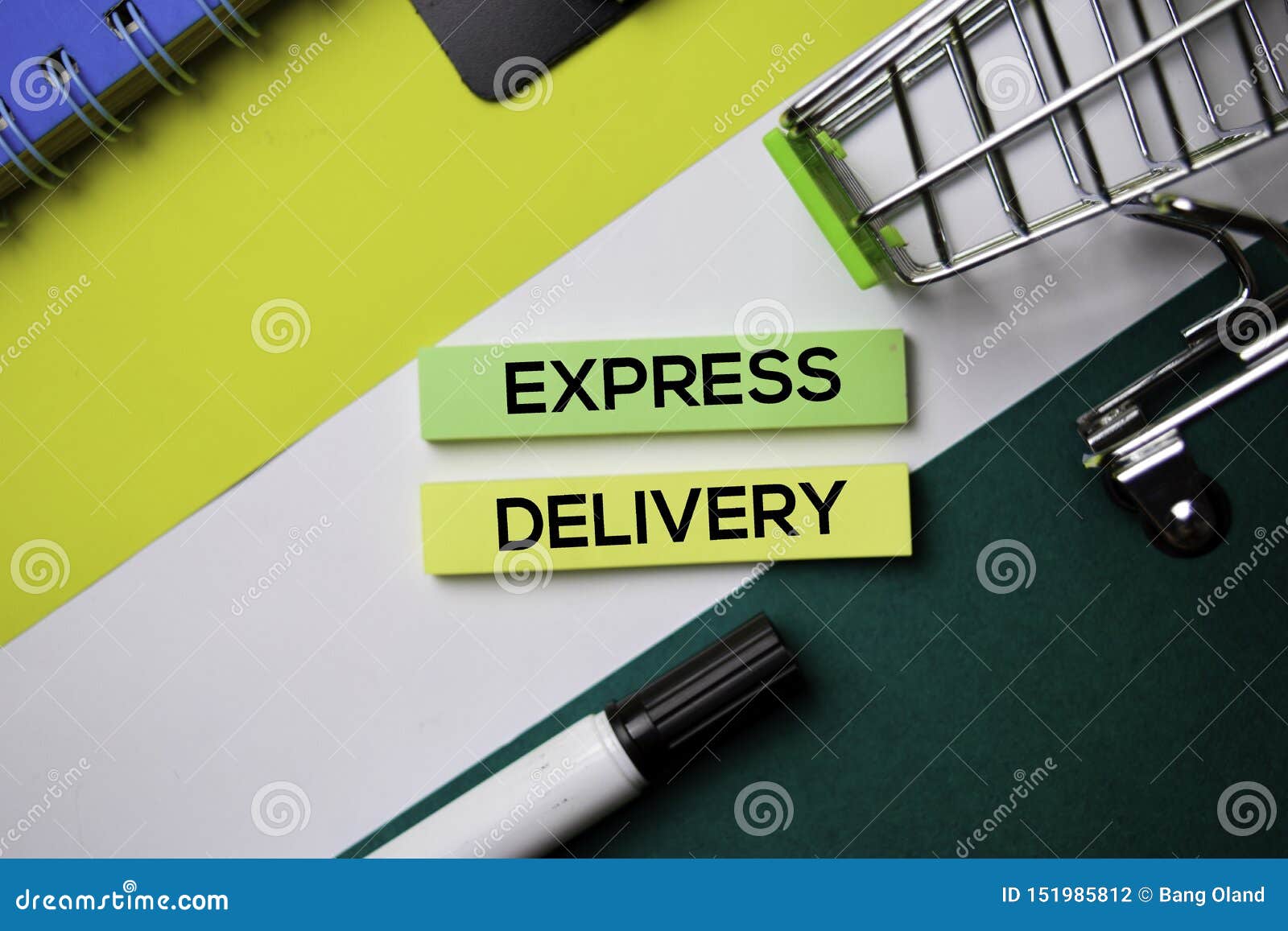 Express Delivery Text on Sticky Notes with Office Desk Concept Stock ...