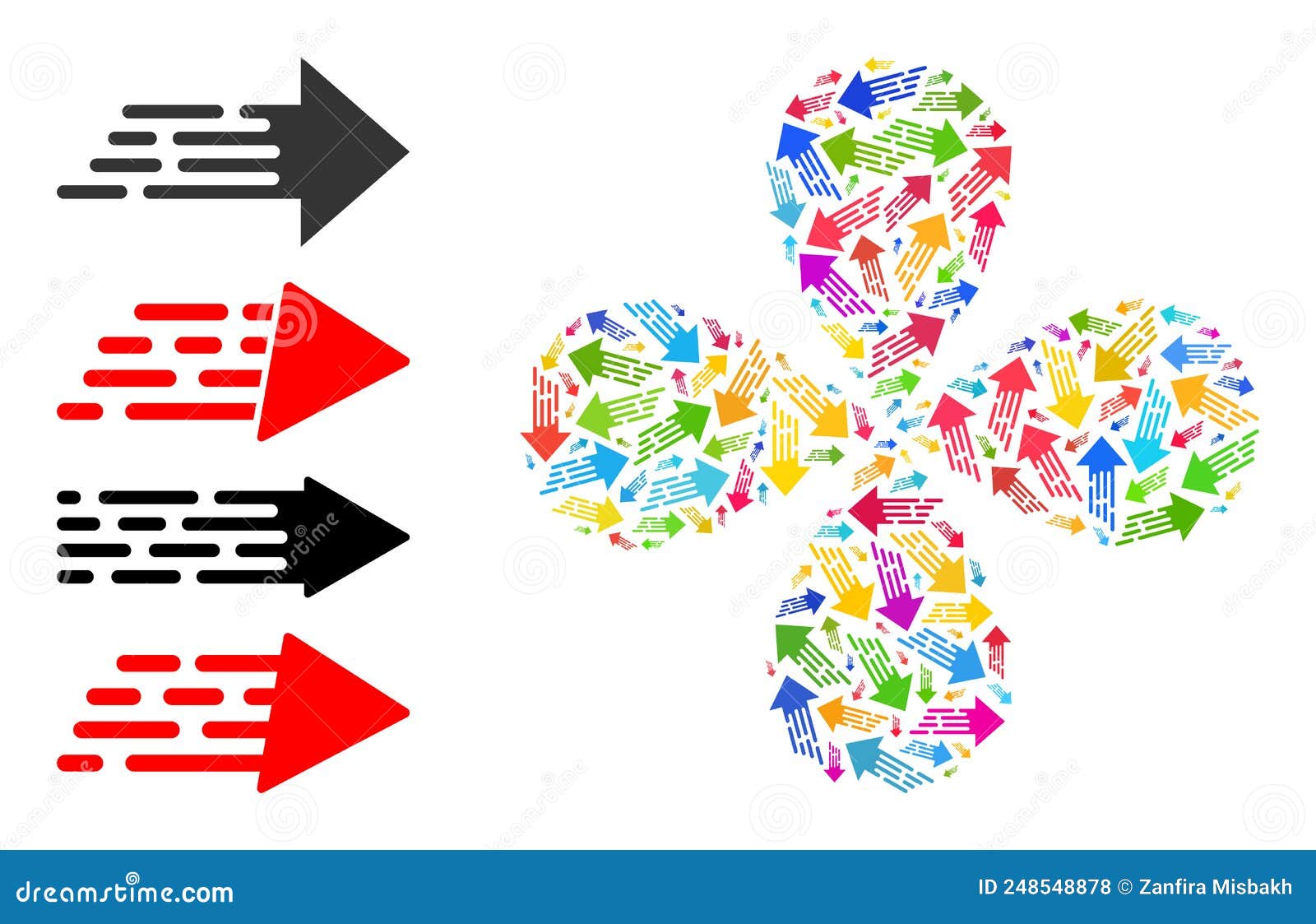 Express Movement Arrow Icon Colorful Swirl Flower Cluster Stock Vector ...