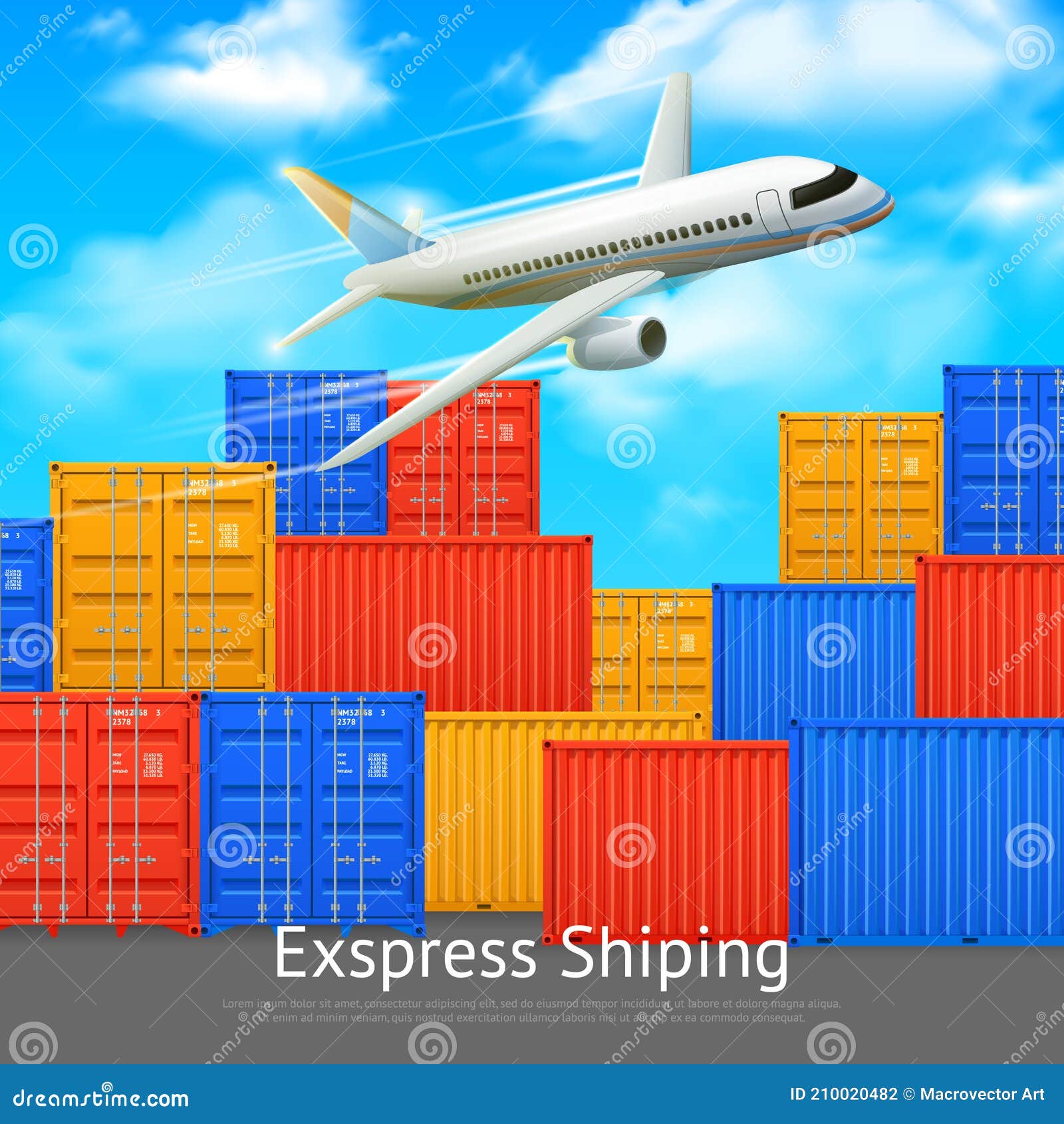 Express Shipping Cargo Container Poster Stock Vector - Illustration of ...