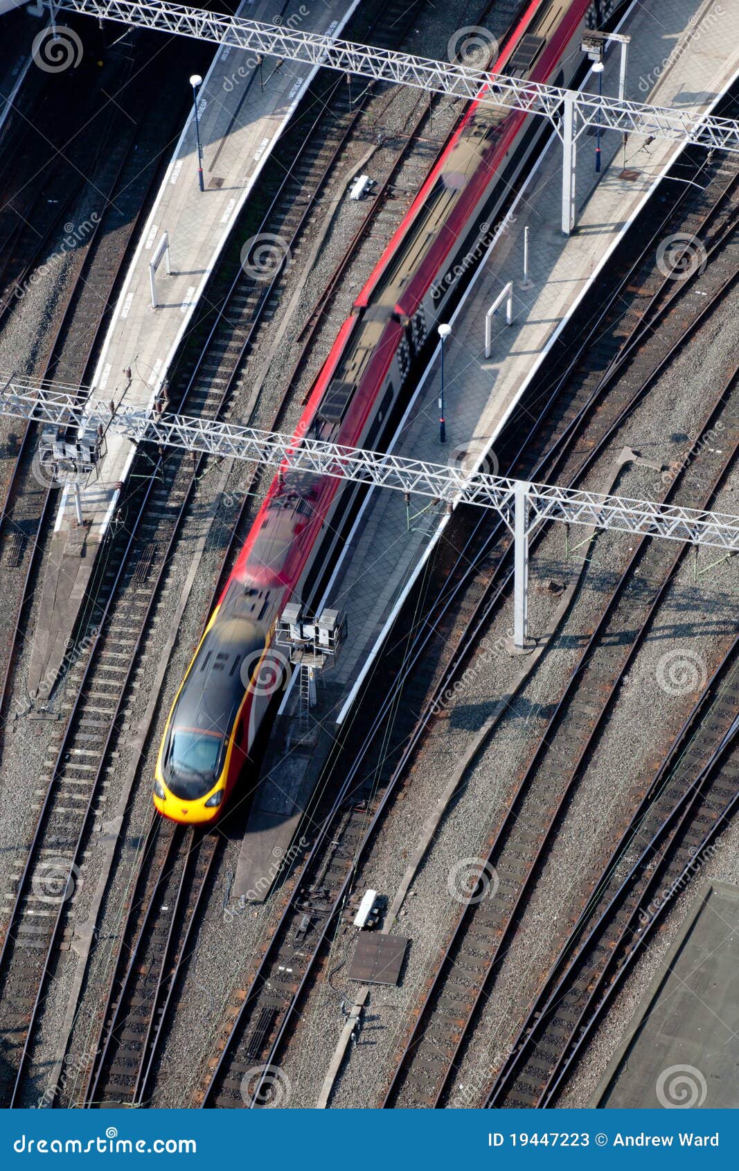 Express Train Arriving at a Station Stock Image - Image of blurred ...