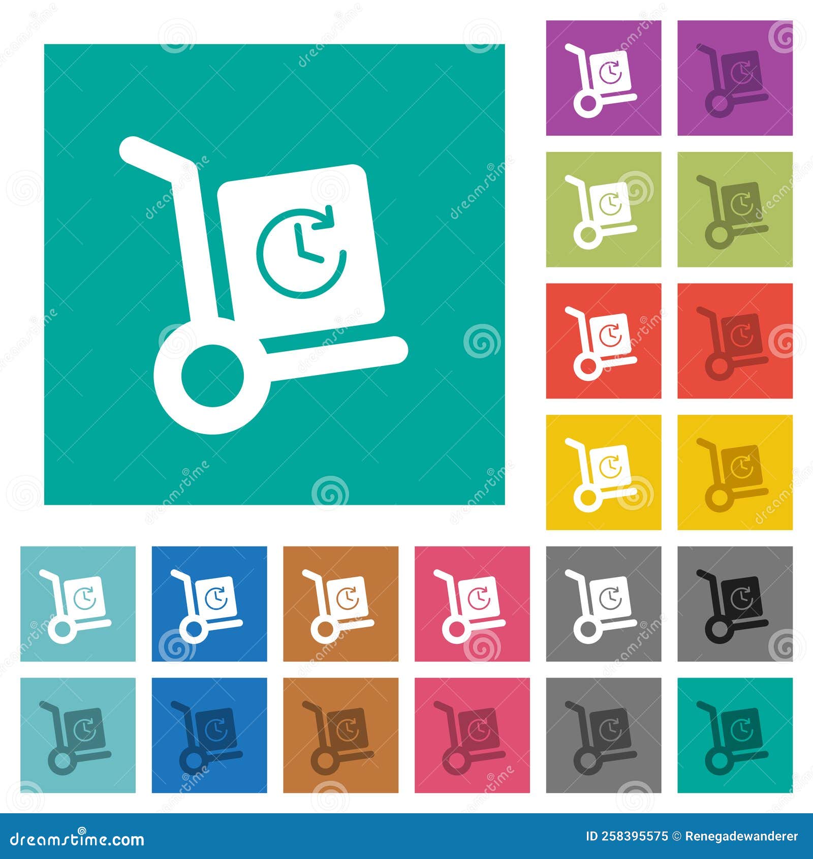 Express Up Parcel Delivery Solid Square Flat Multi Colored Icons Stock ...