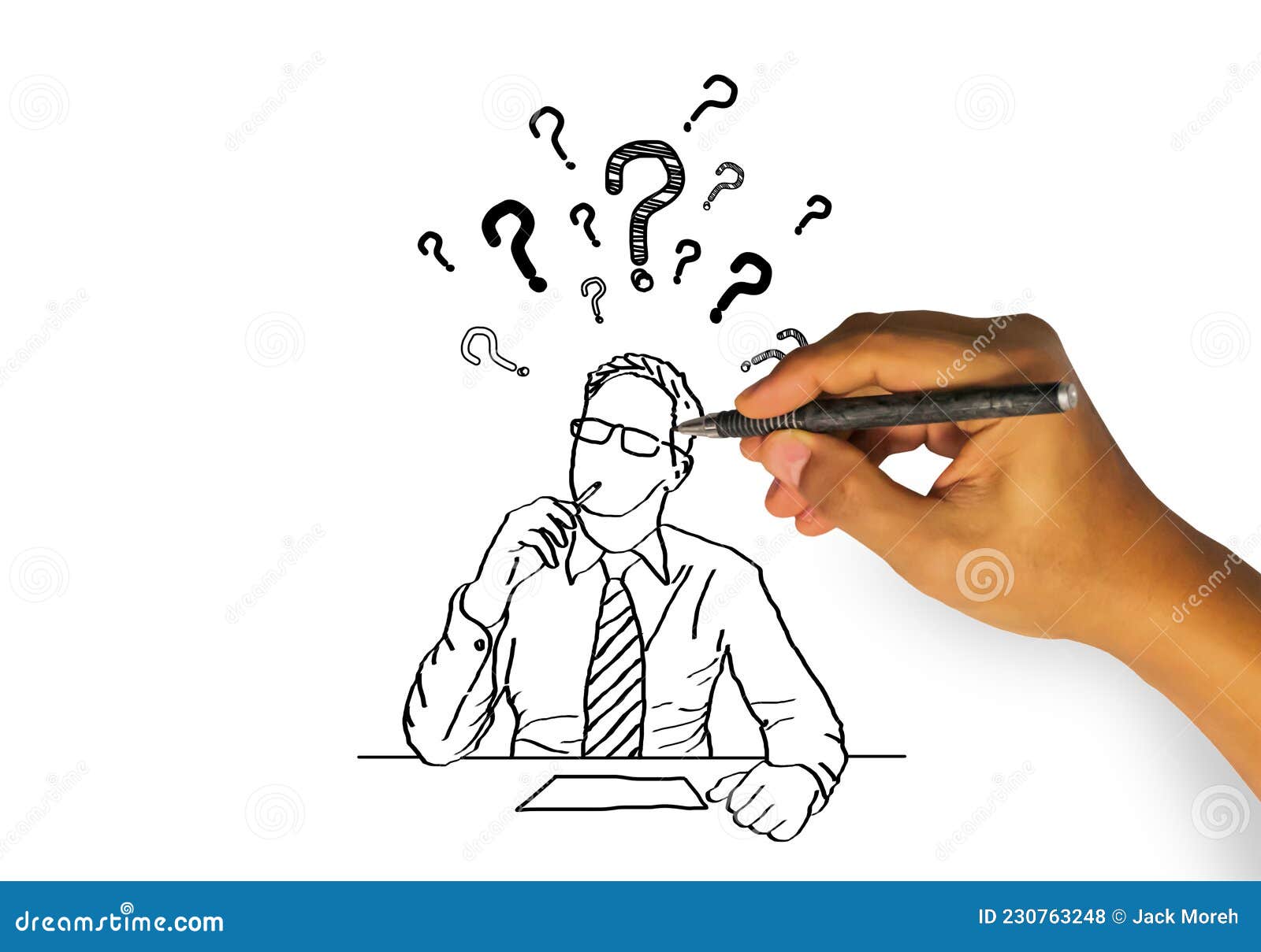 Expressing Doubts - Interrogation Marks - Hand Drawing a Person Having ...