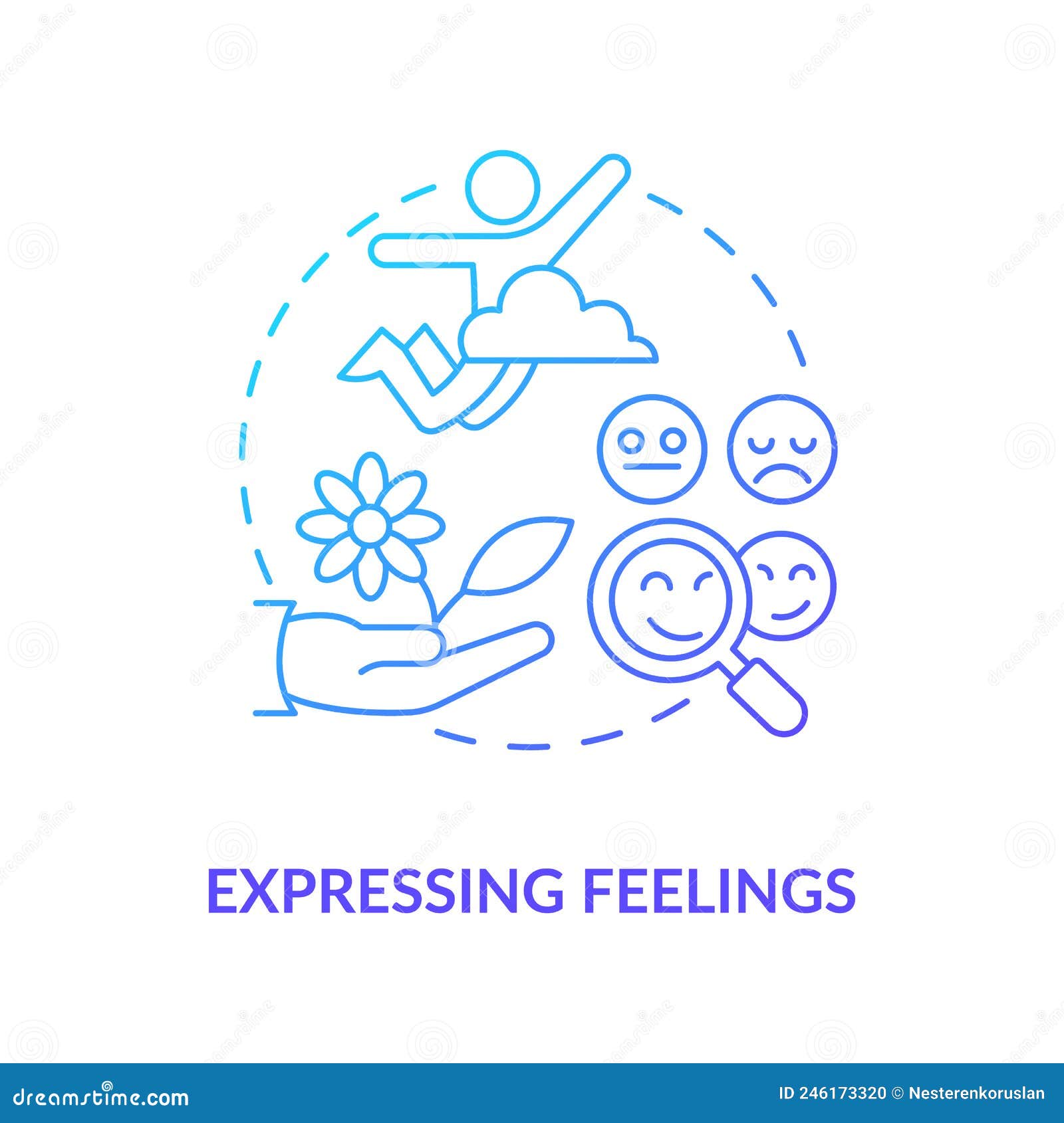 Expressing Feelings Blue Gradient Concept Icon Stock Vector ...