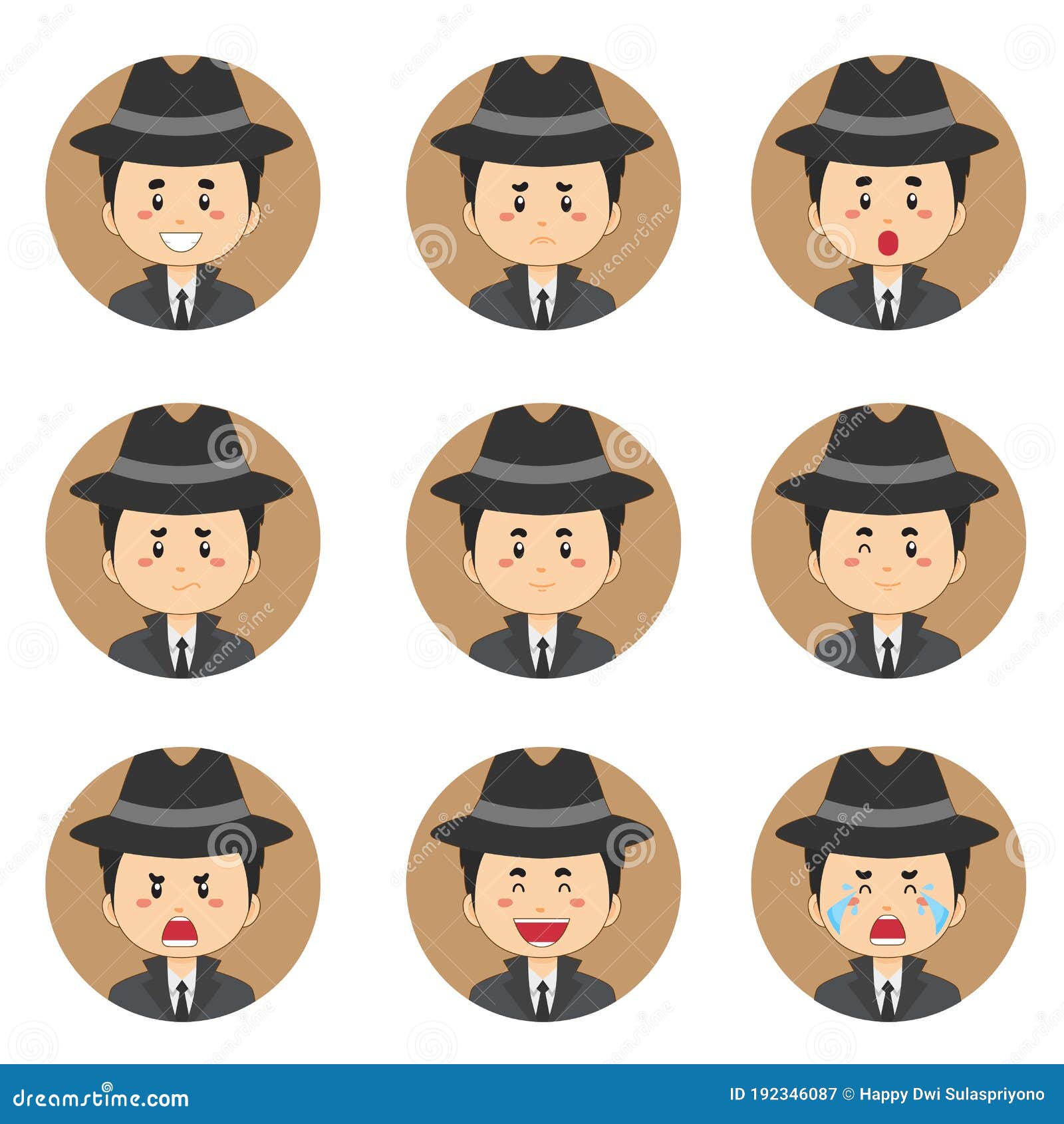 Detective Man Avatar People Icon Cartoon Vector | CartoonDealer.com ...