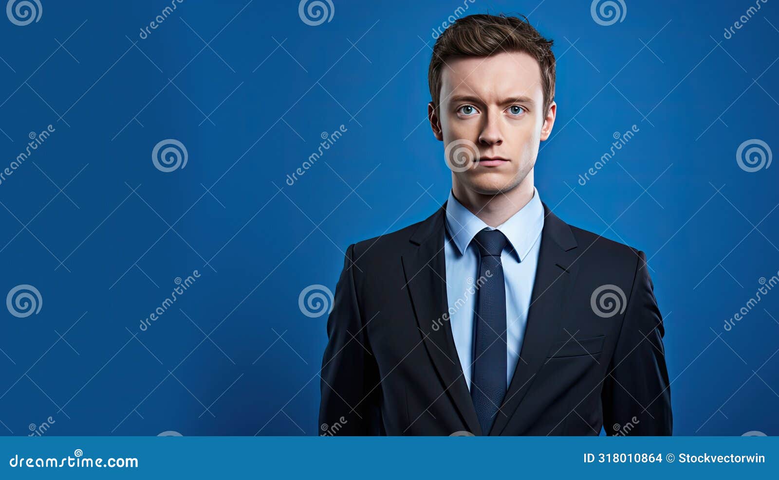 Expression Blue Background Office Person Serious Stock Illustration ...