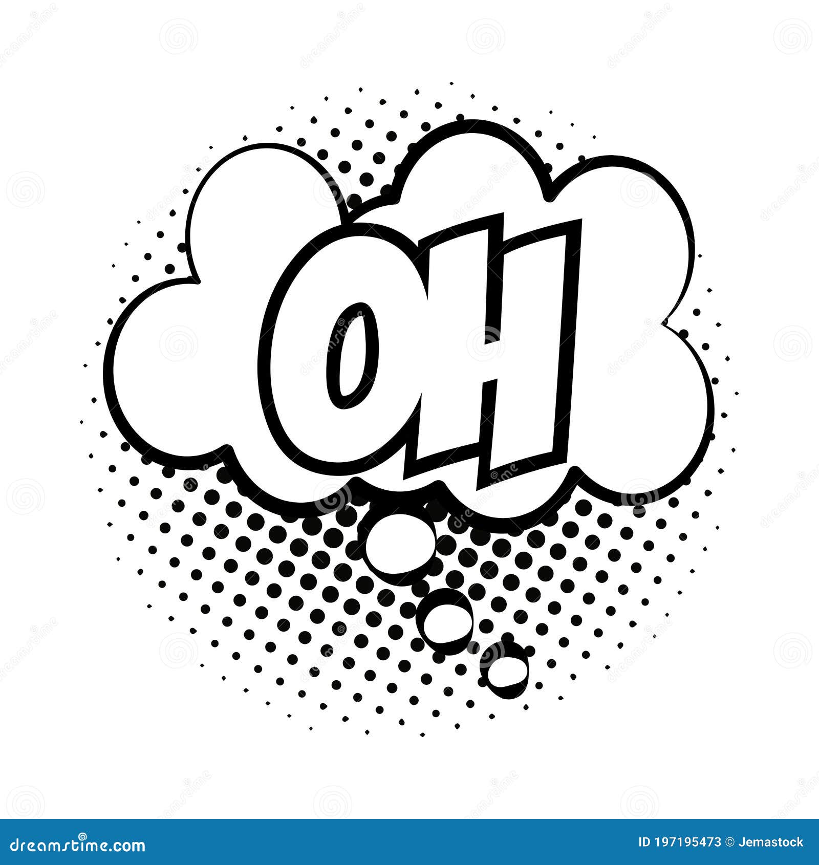 Expression Cloud with Oh Word Pop Art Line Style Stock Vector ...