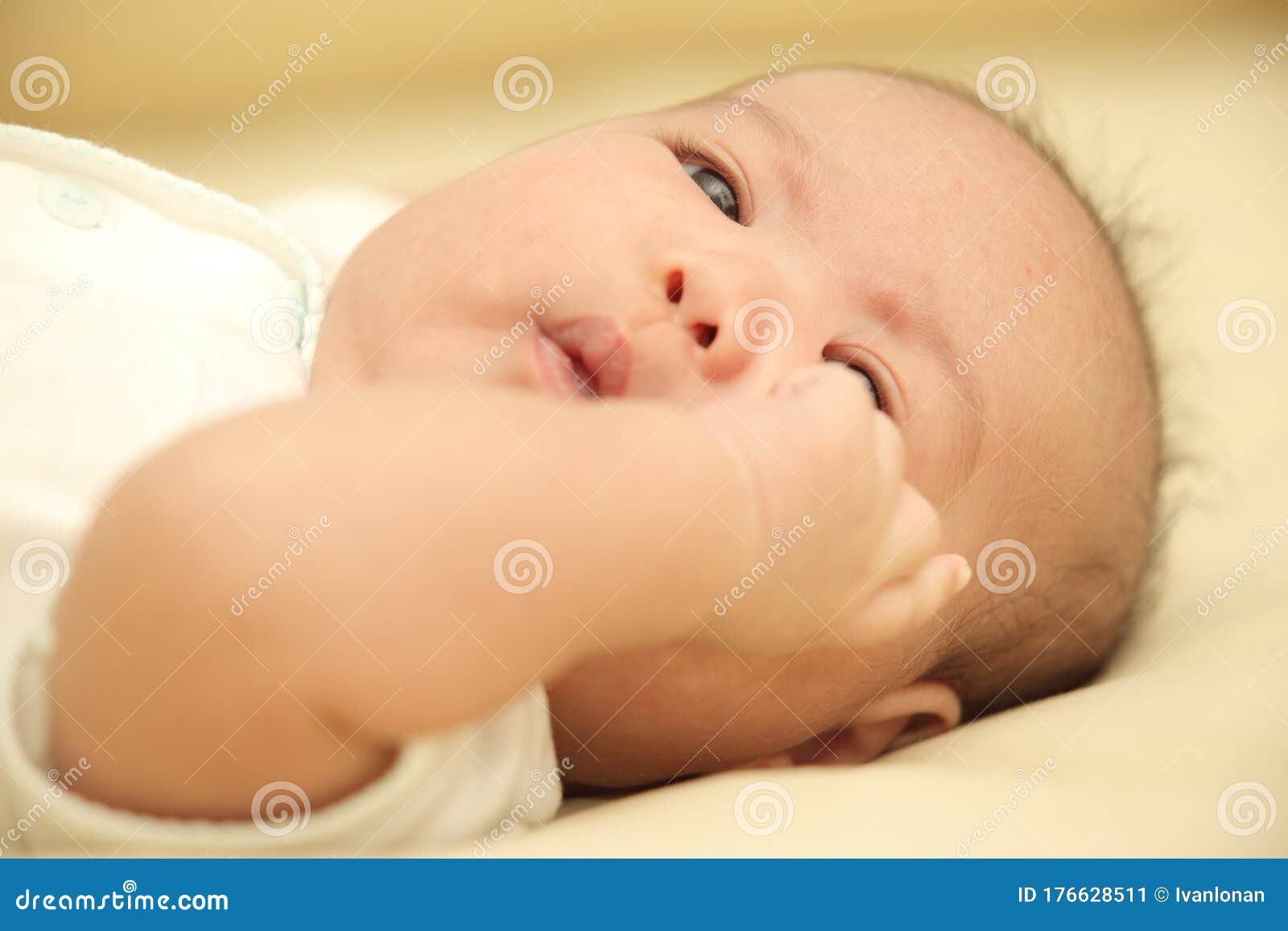 Cute Little Baby Just Wake Up Stock Image - Image of baby, newborn ...