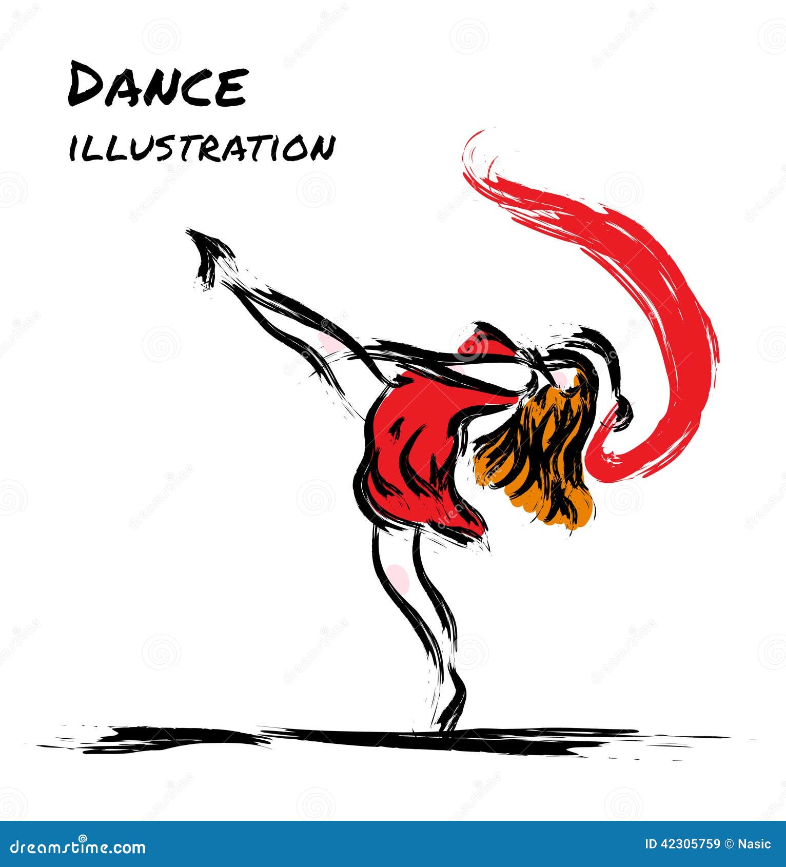 Expression Dancer Drawing with Brush Stock Vector - Illustration of ...