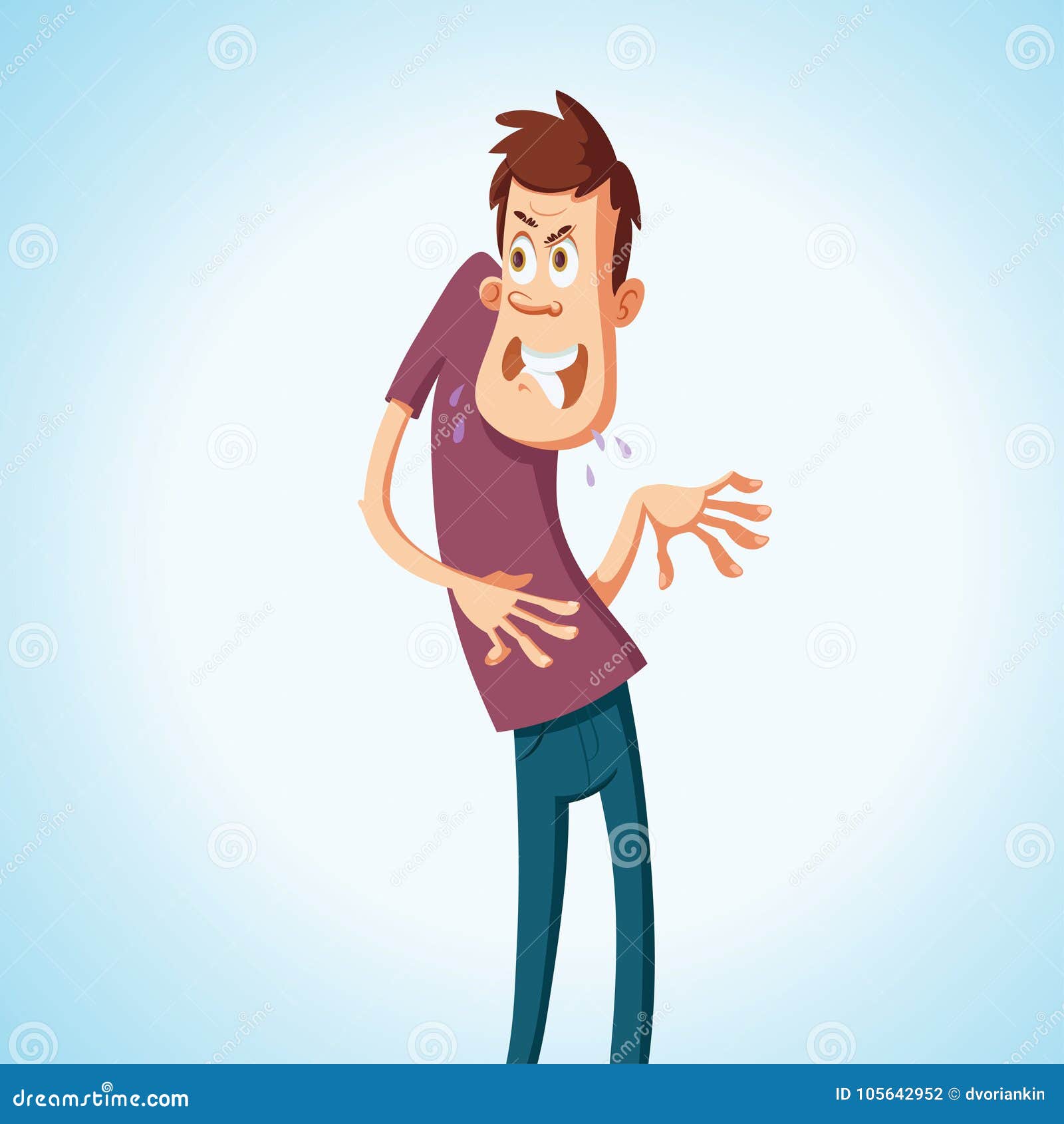 Squeamish Male Character Disappointed With Bad Service In Restaurant ...