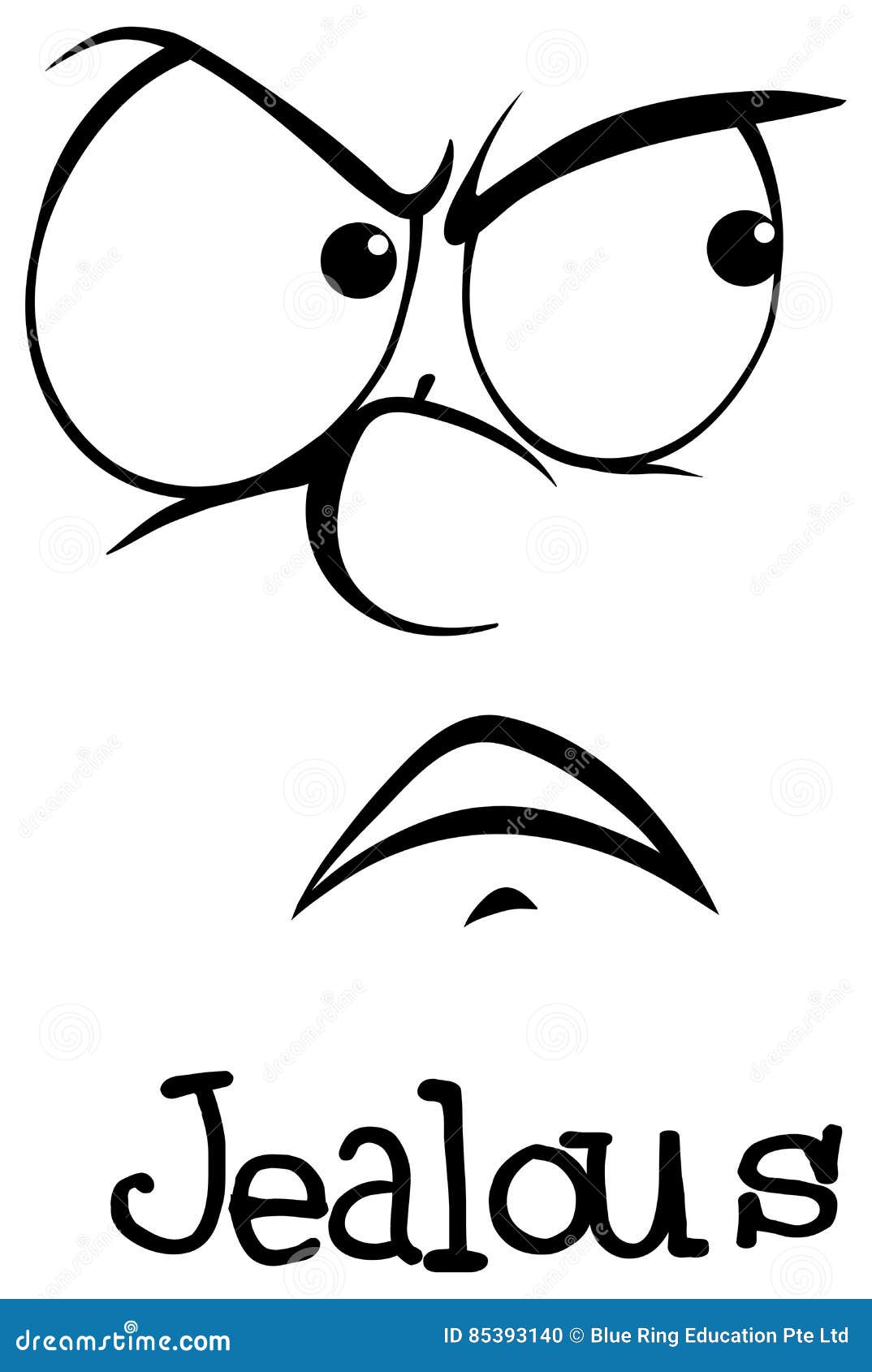 Expression Du Visage Avec Le Mot Jaloux Illustration de Vecteur ...
