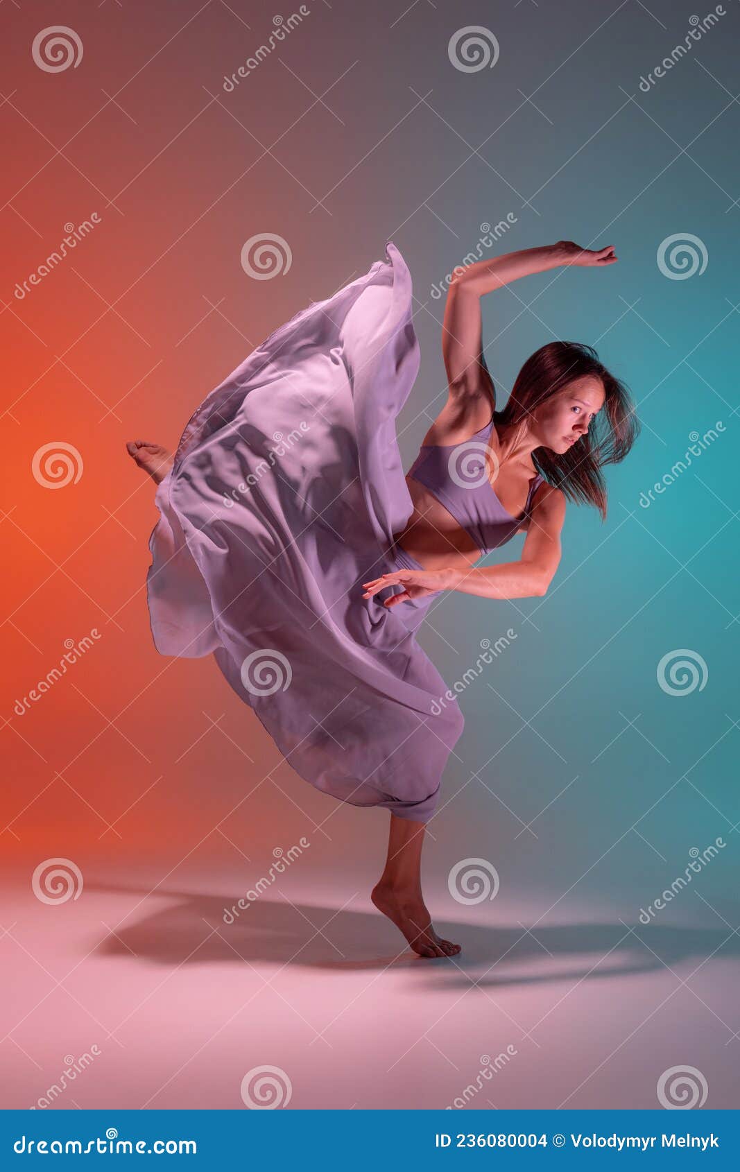 Dynamic Portrait of Young Flexible Contemp Dancer Dancing Isolated on ...