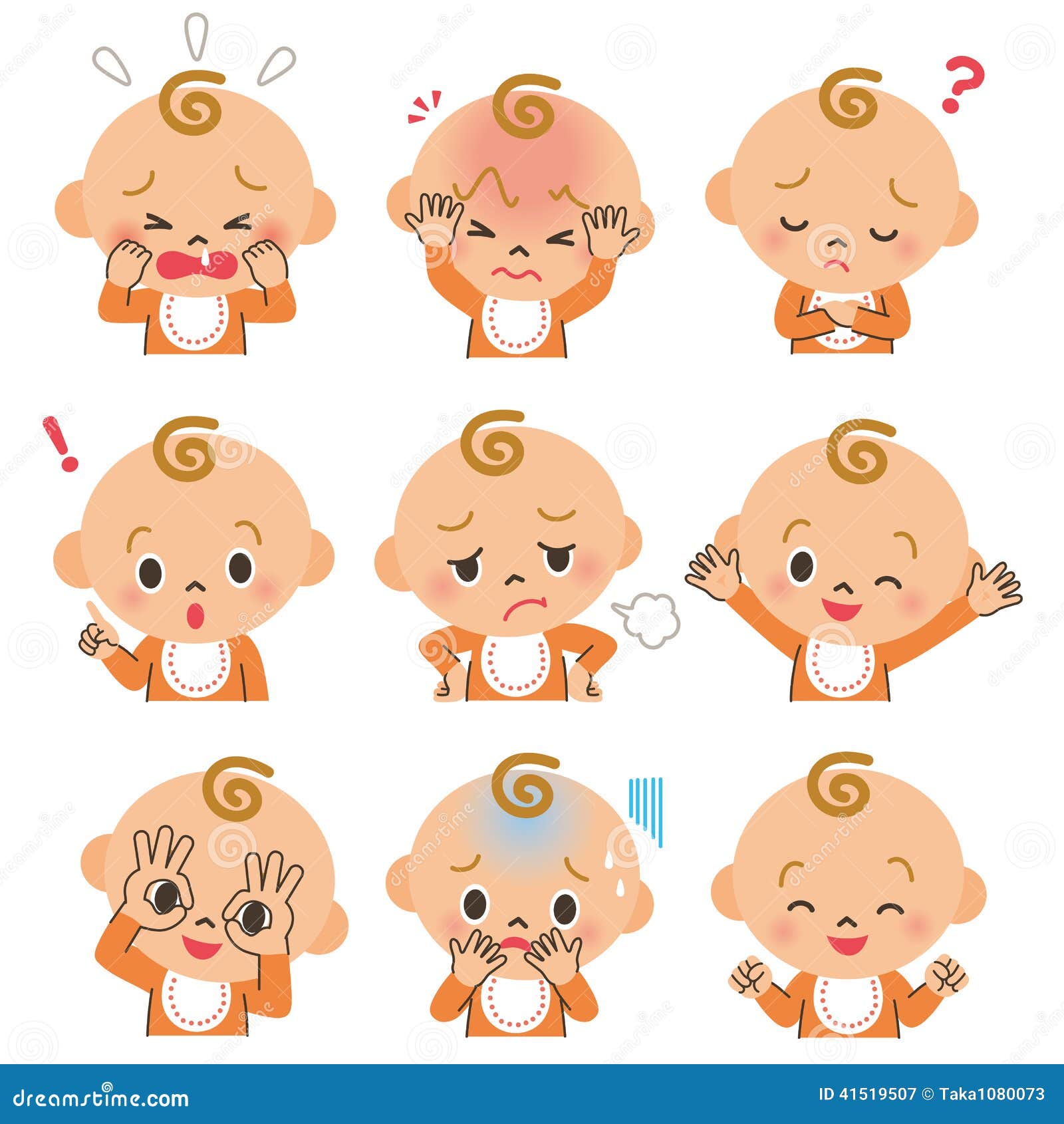 Expression of the Face of the Baby Stock Vector - Illustration of brain ...