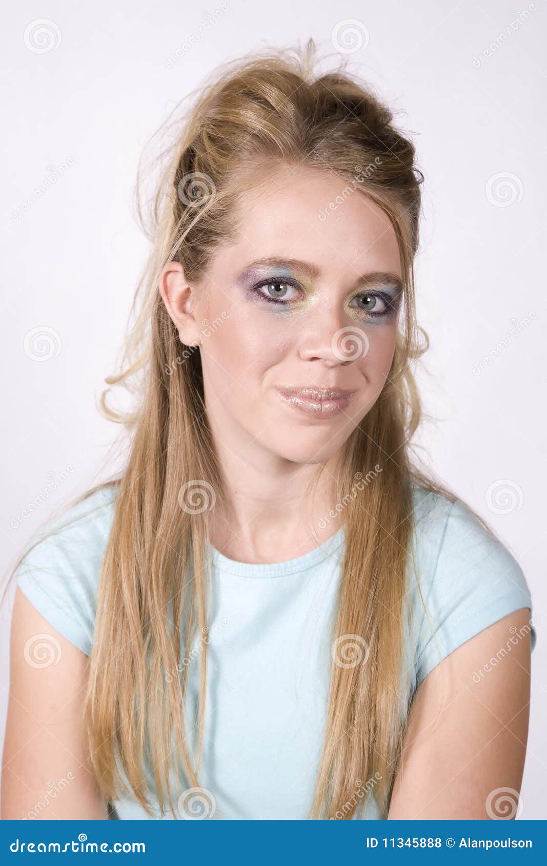 Expression Girl Happy in Blue Shirt Stock Photo - Image of eyes ...