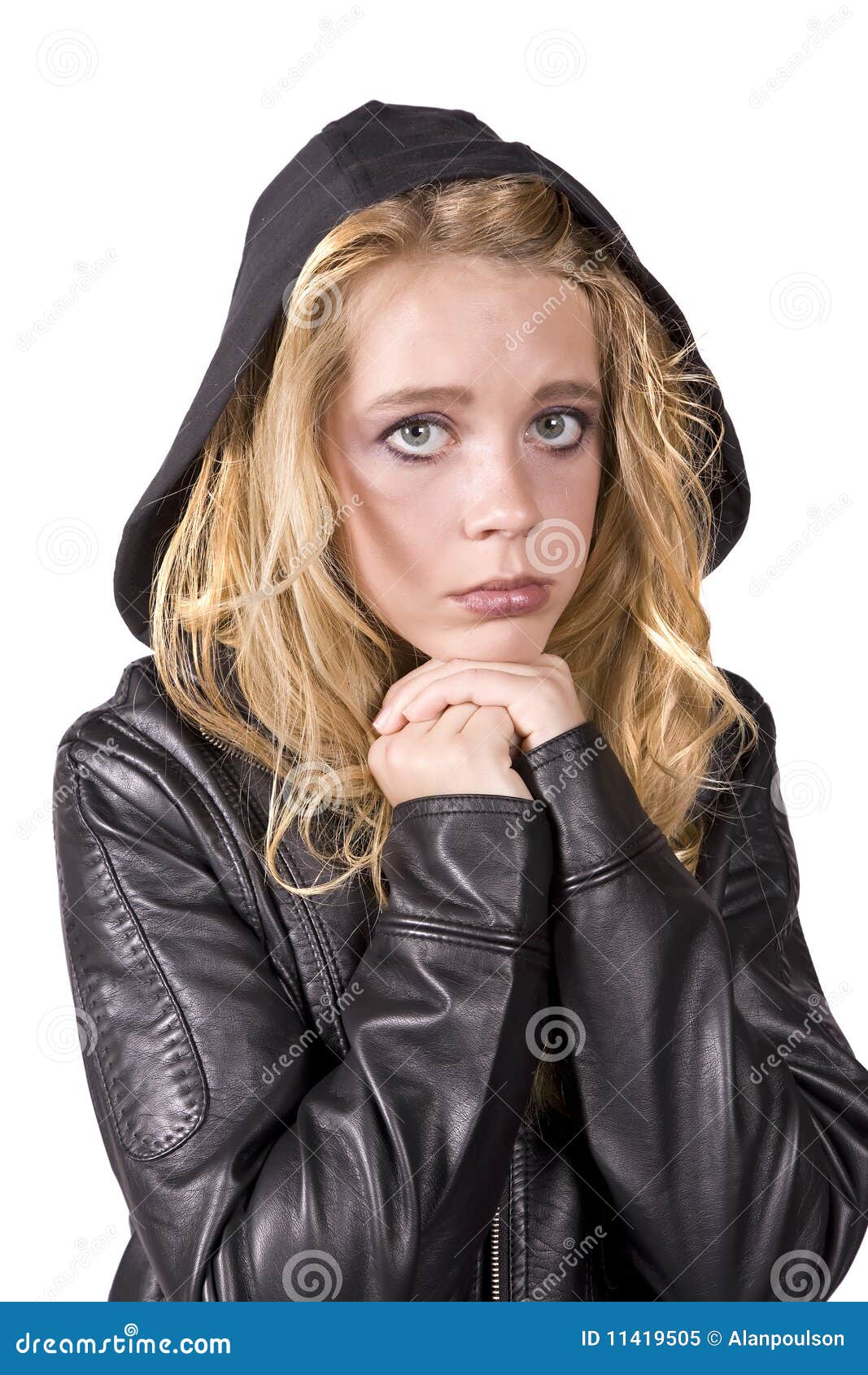 Expression Girl Sad Hands Under Chin Stock Image - Image of pain ...