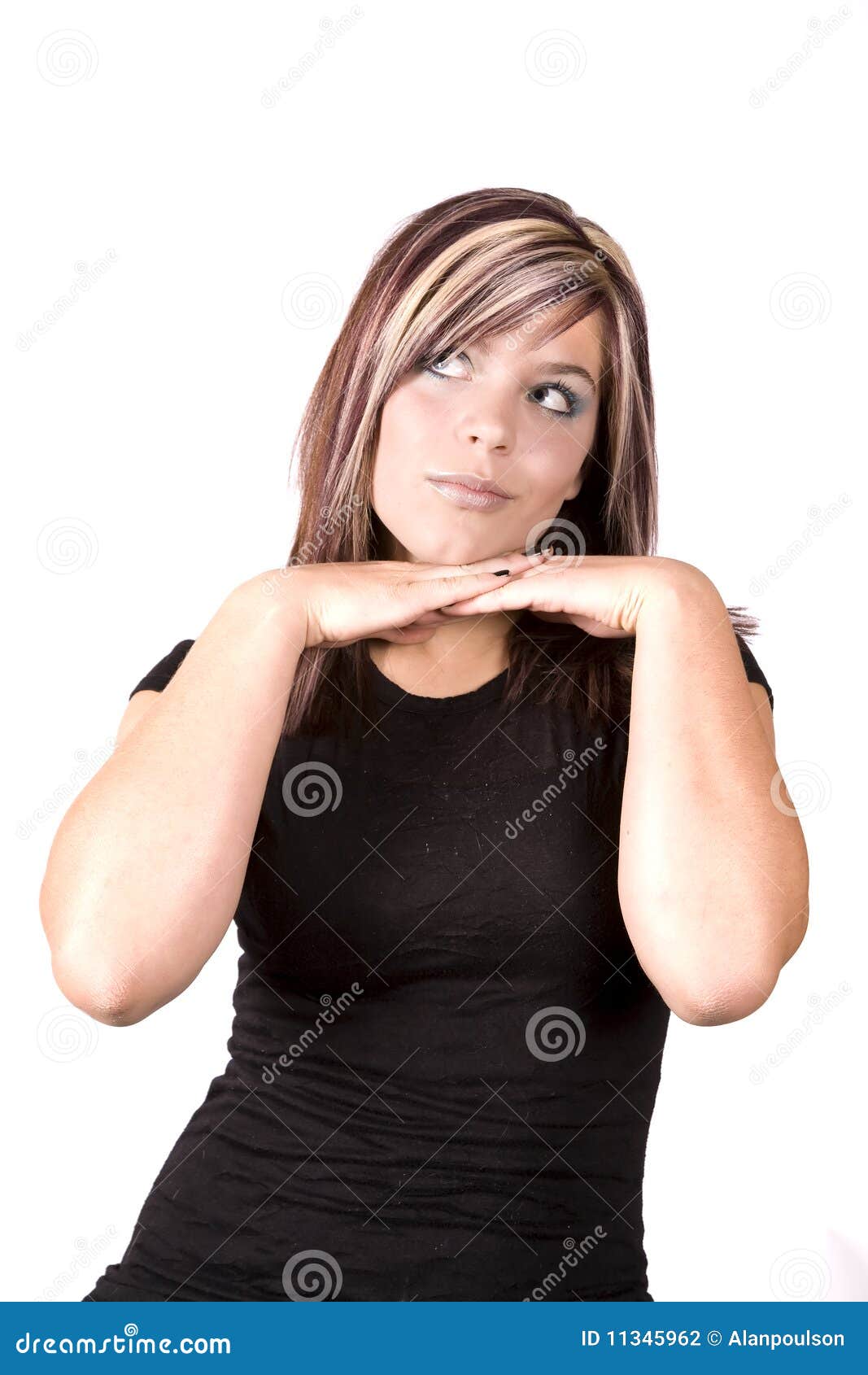 Expression Girl is Thinking Stock Photo - Image of thinking, wonder ...