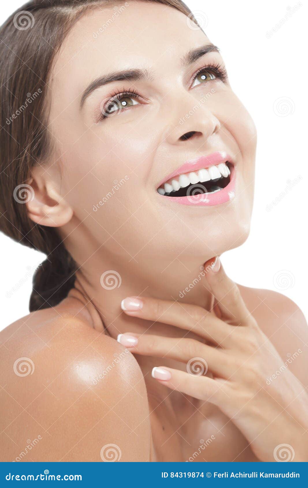 Expression of Happy Young Model with Natural Make Up Stock Photo ...