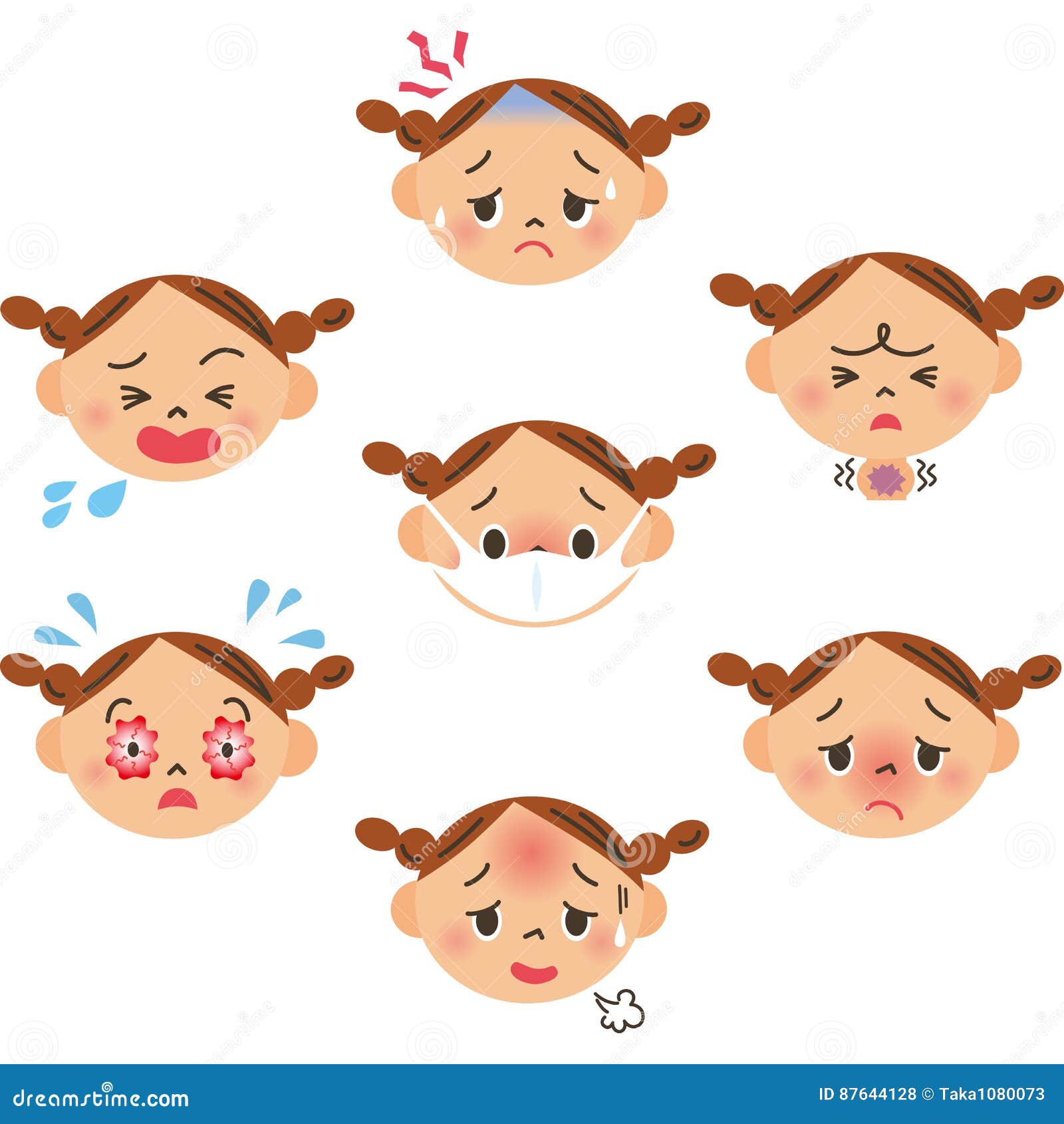 Expression of the ill girl stock vector. Illustration of child - 87644128
