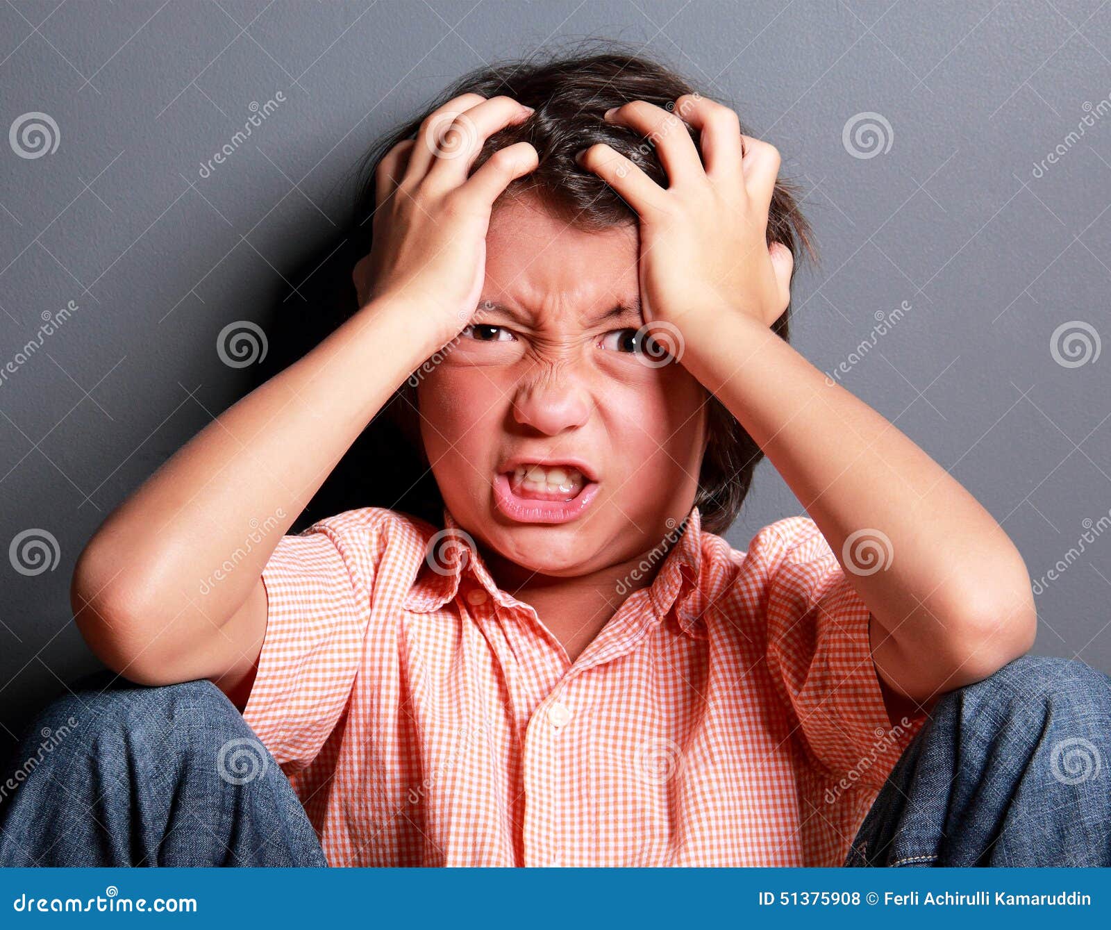 Expression of Little Boy Feel Stress Stock Photo - Image of expression ...