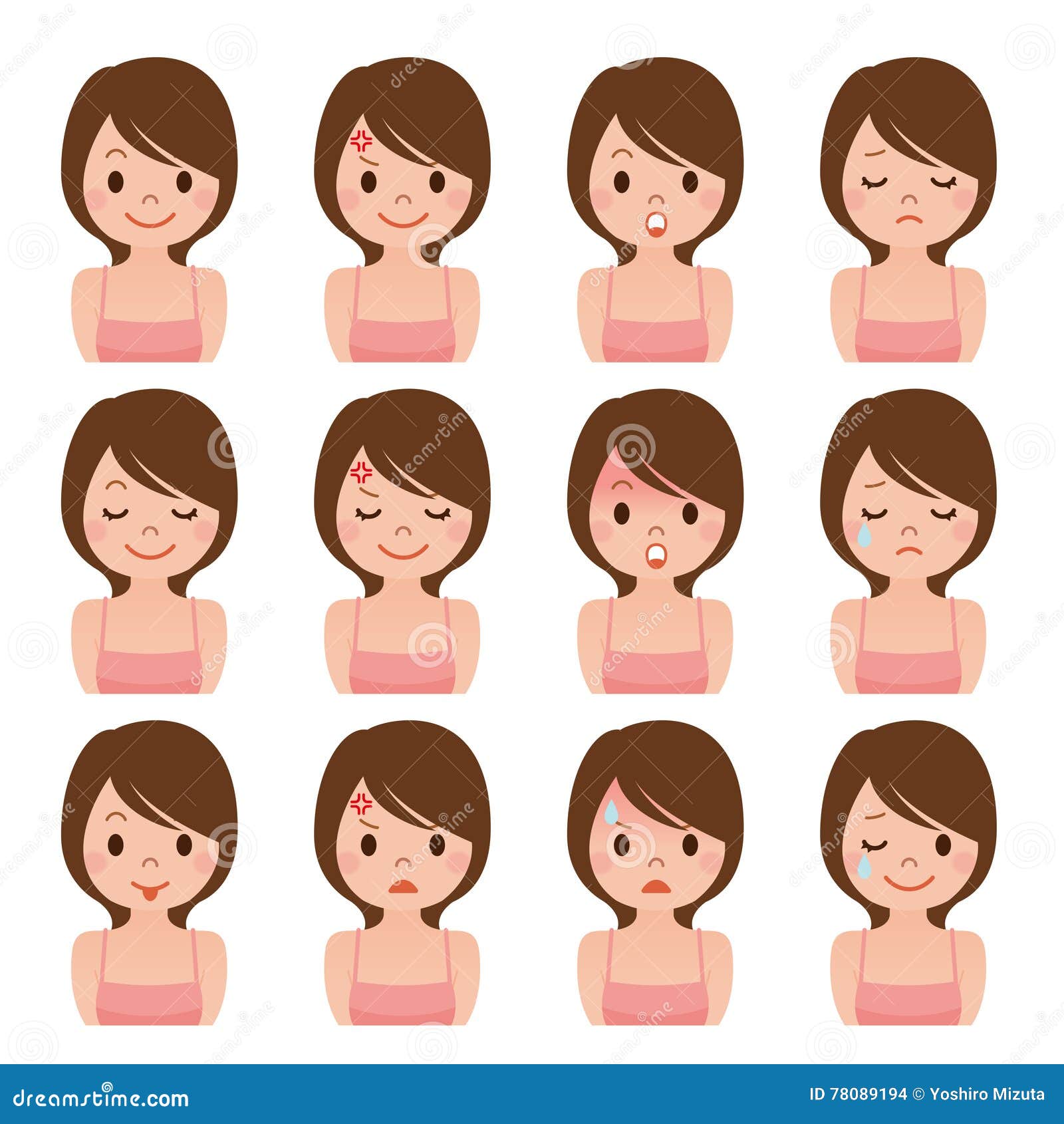 Expression of Multiple Women Stock Vector - Illustration of smile, nude ...