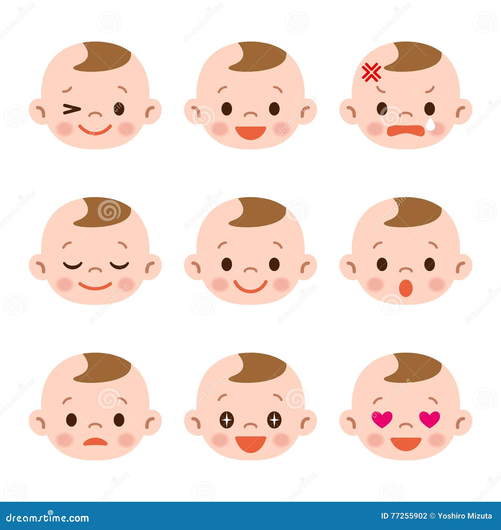 Expression set of baby stock vector. Illustration of smile - 77255902