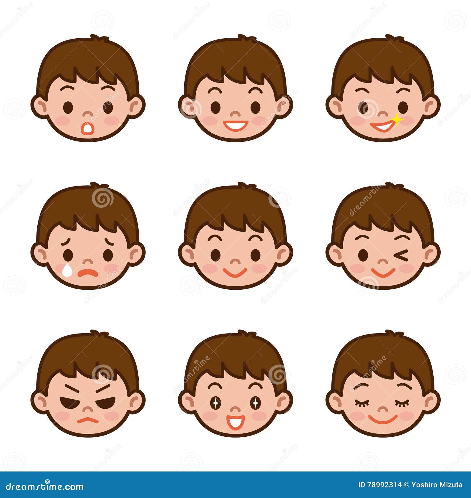 Expression set of boy stock vector. Illustration of person - 78992314