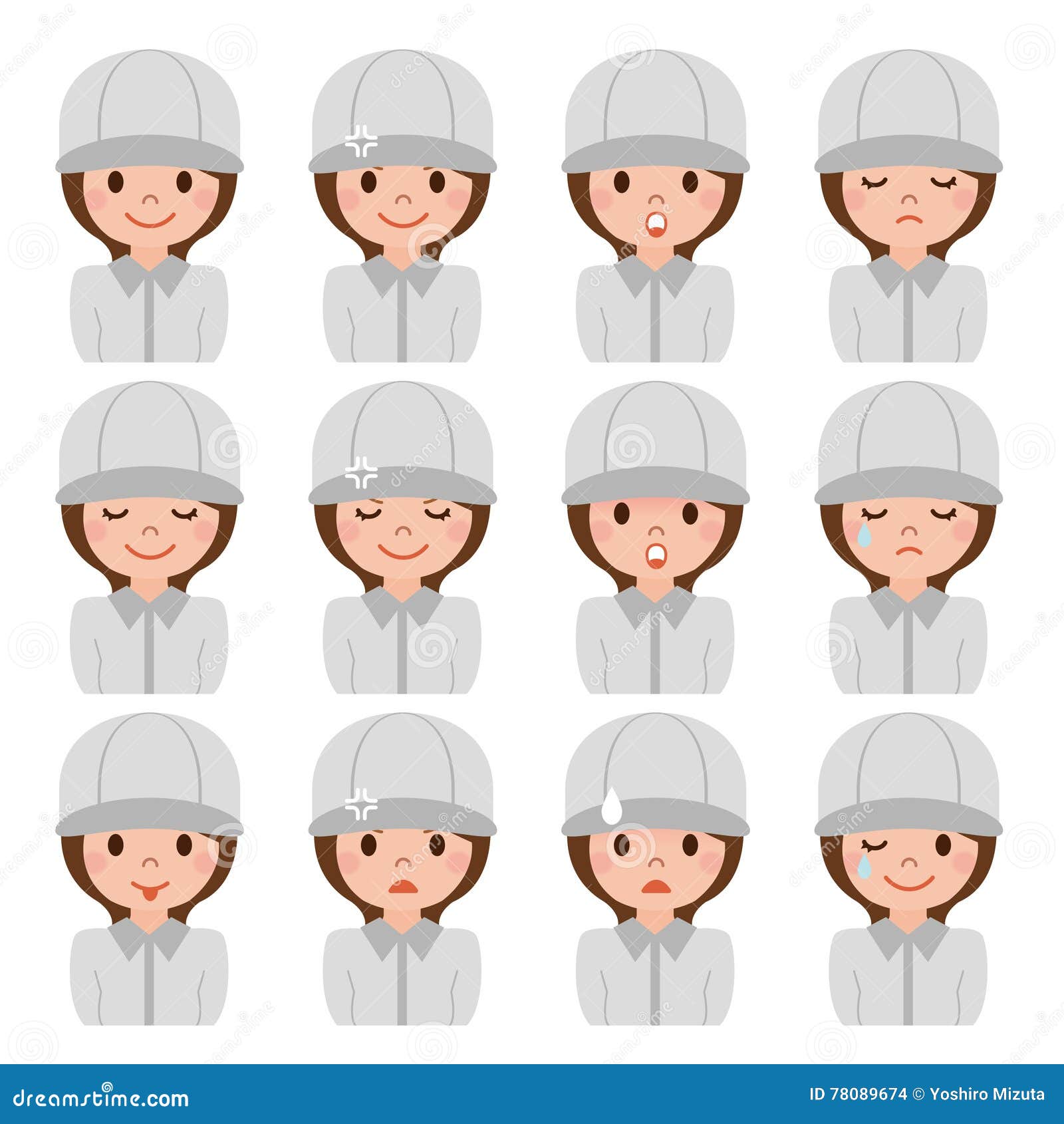 Expression of Several Female Workers Stock Vector - Illustration of ...