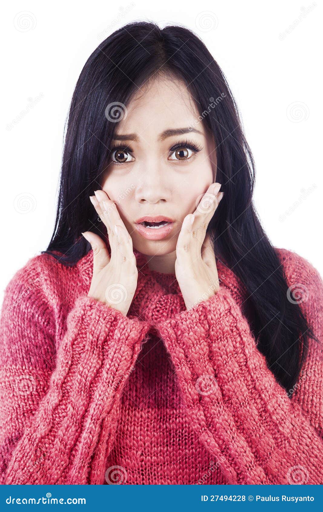 Expression of Shock by Woman Isolated in White Stock Photo - Image of ...