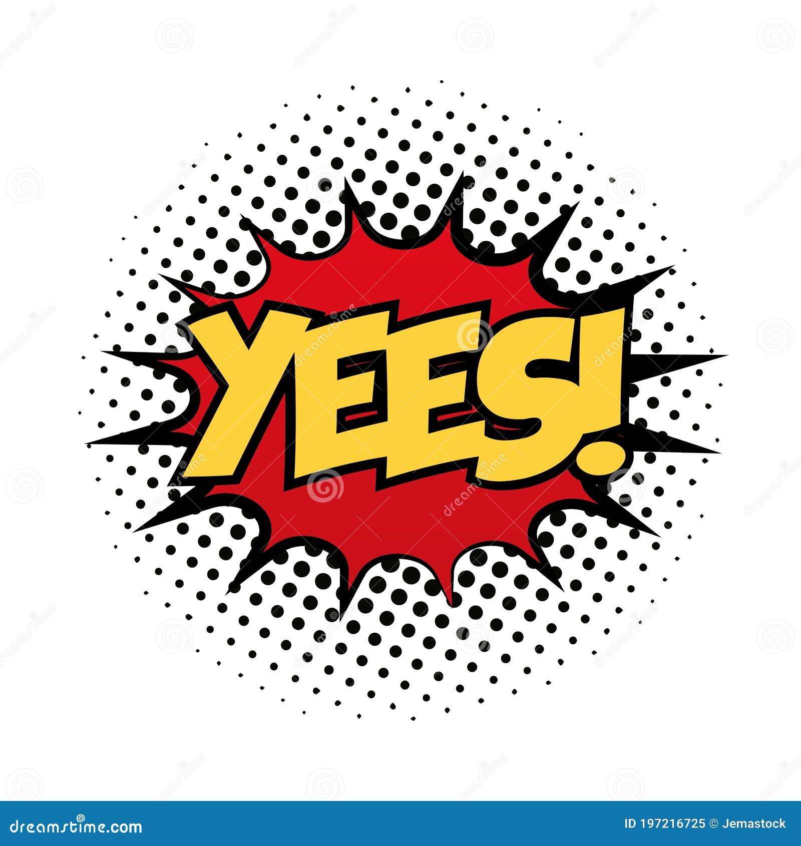 Expression Splash with Yees Word Pop Art Fill Style Stock Vector ...