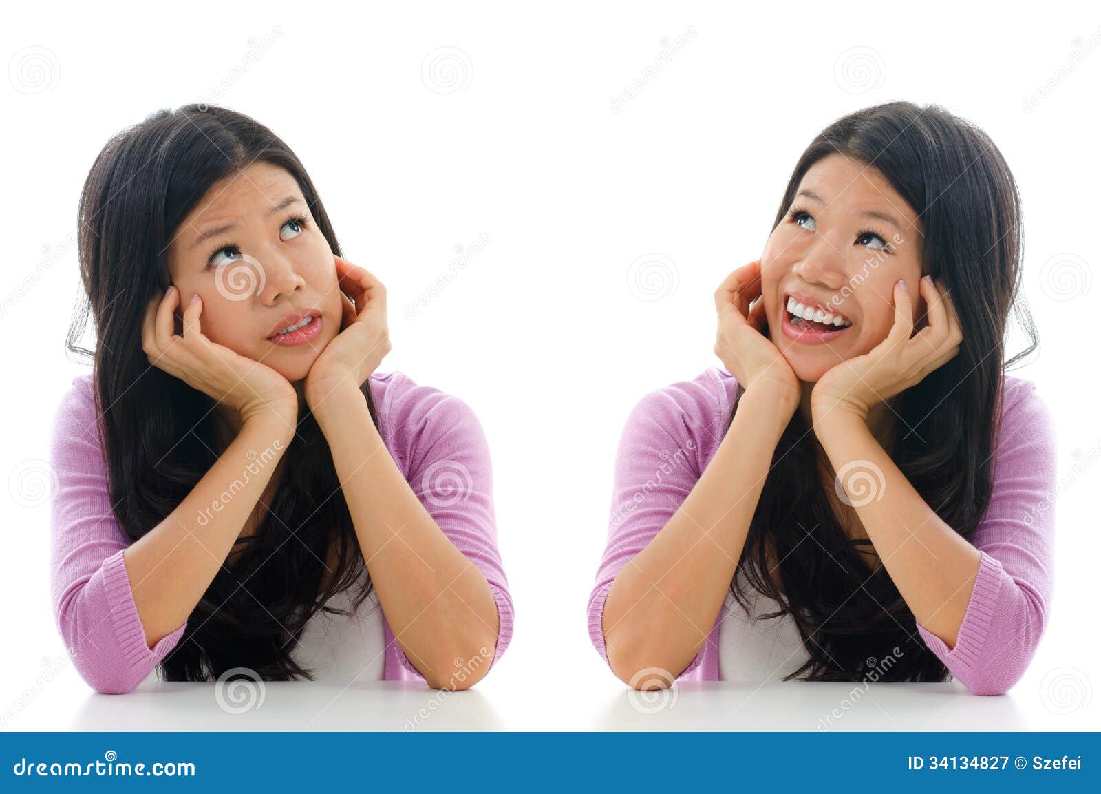 Expression Triste Et Heureuse De Visage Image stock - Image du femelle ...