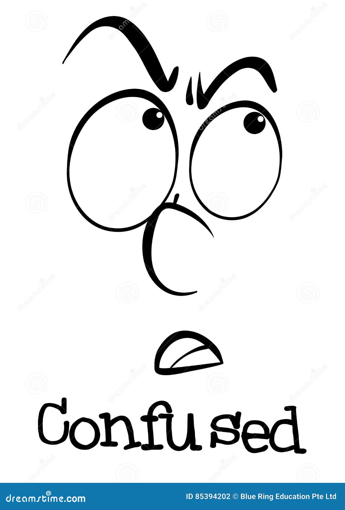 Expression Wordcard for Confused Stock Vector - Illustration of facial ...