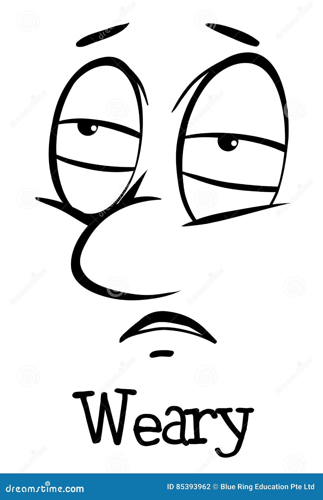 Expression Wordcard for Weary Stock Vector - Illustration of human ...