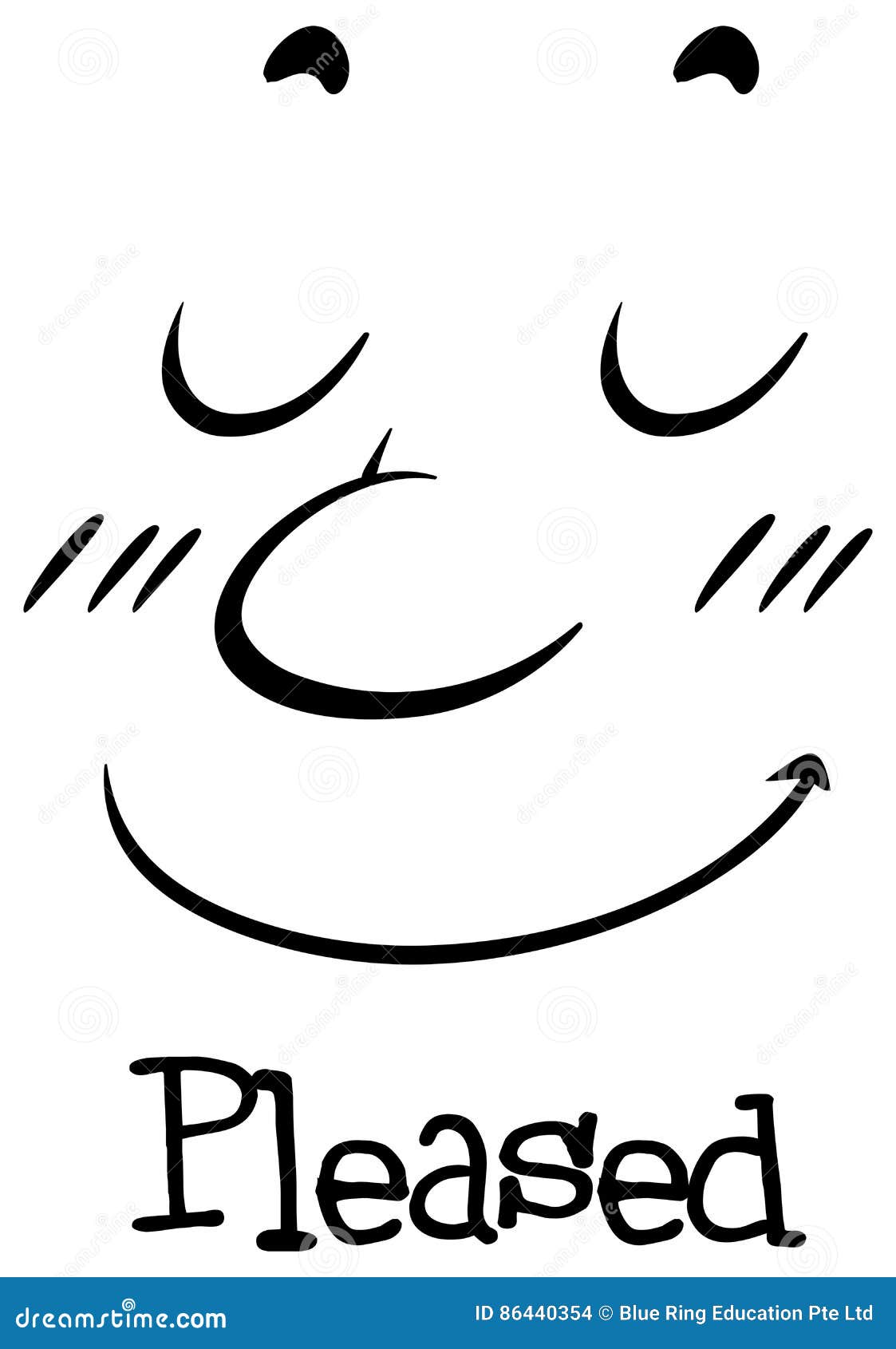 Expression Wordcard With Word Pleased Vector Illustration ...