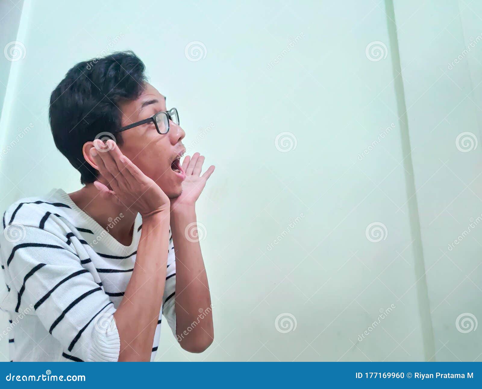 Expression Young Men Suprised with White Background Stock Photo - Image ...