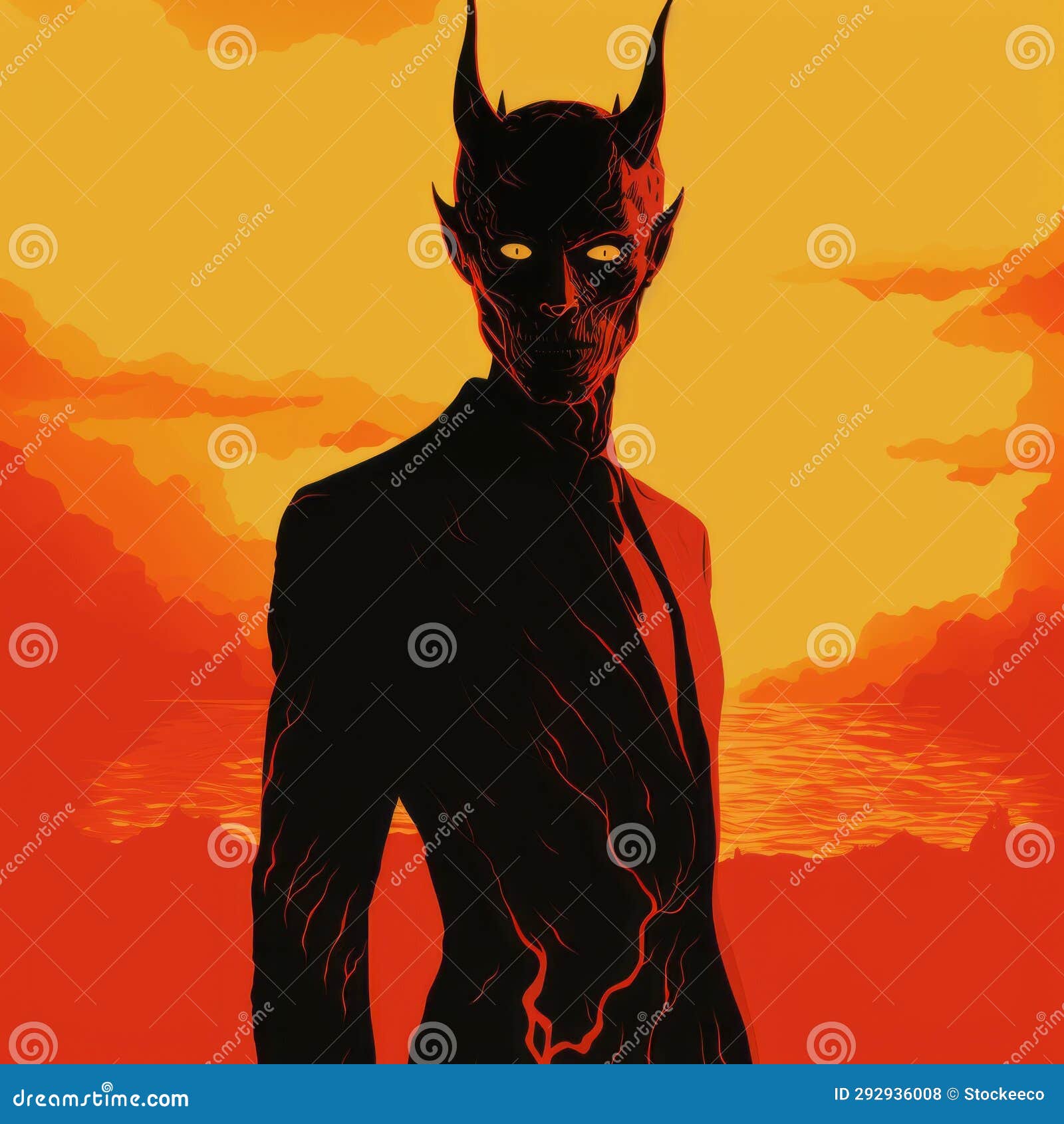 Expressionism Minimalism: the Devil Man with Red Eyes Stock ...