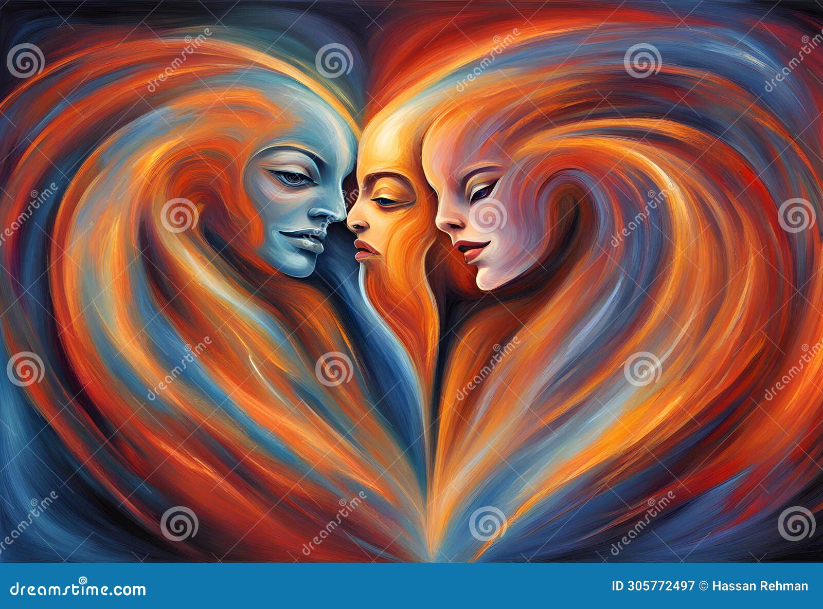 Expressionist Artistic Image of Quantum Love Stock Illustration ...