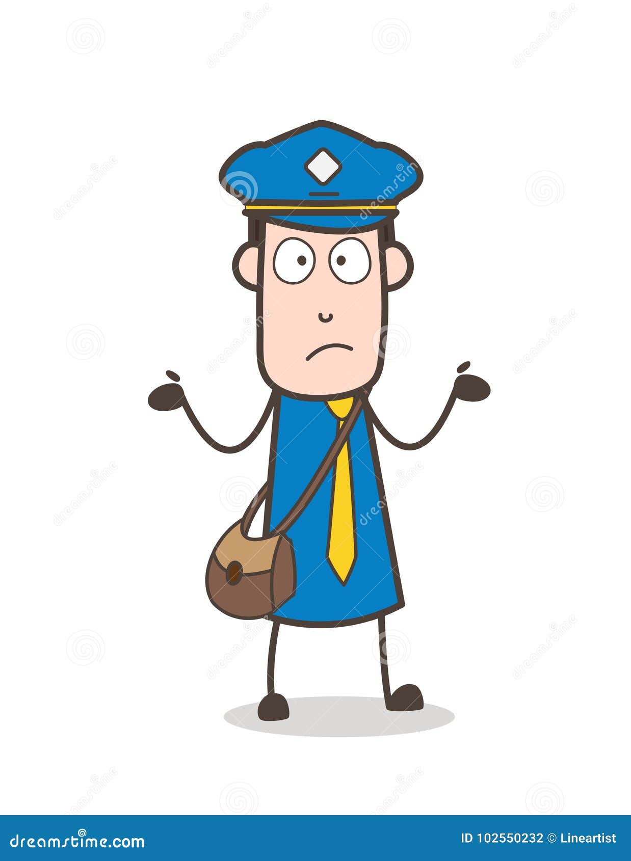 Expressionless Cartoon Postman Face Vector Stock Illustration ...