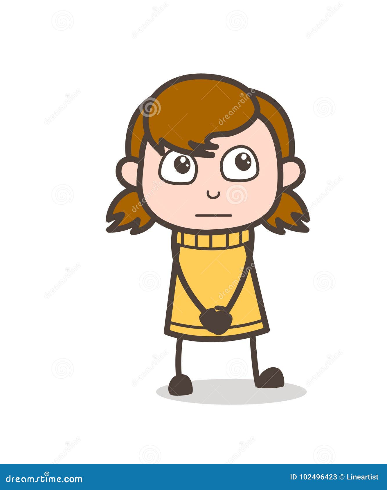 Expressionless Face - Cute Cartoon Girl Illustration Stock Illustration ...